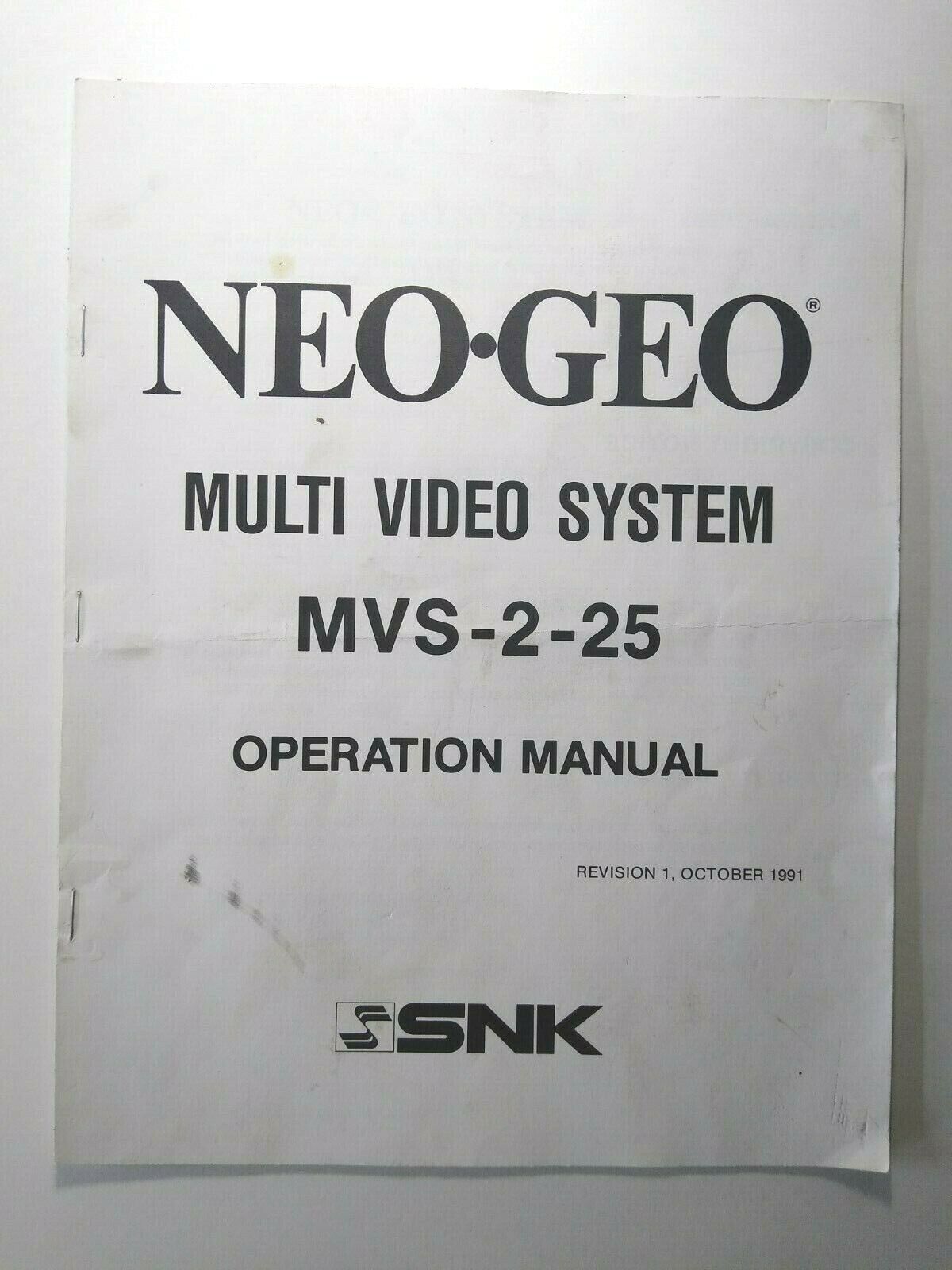 Neo Geo SNK System Original MVS -2-25 Video Arcade Game Service ...