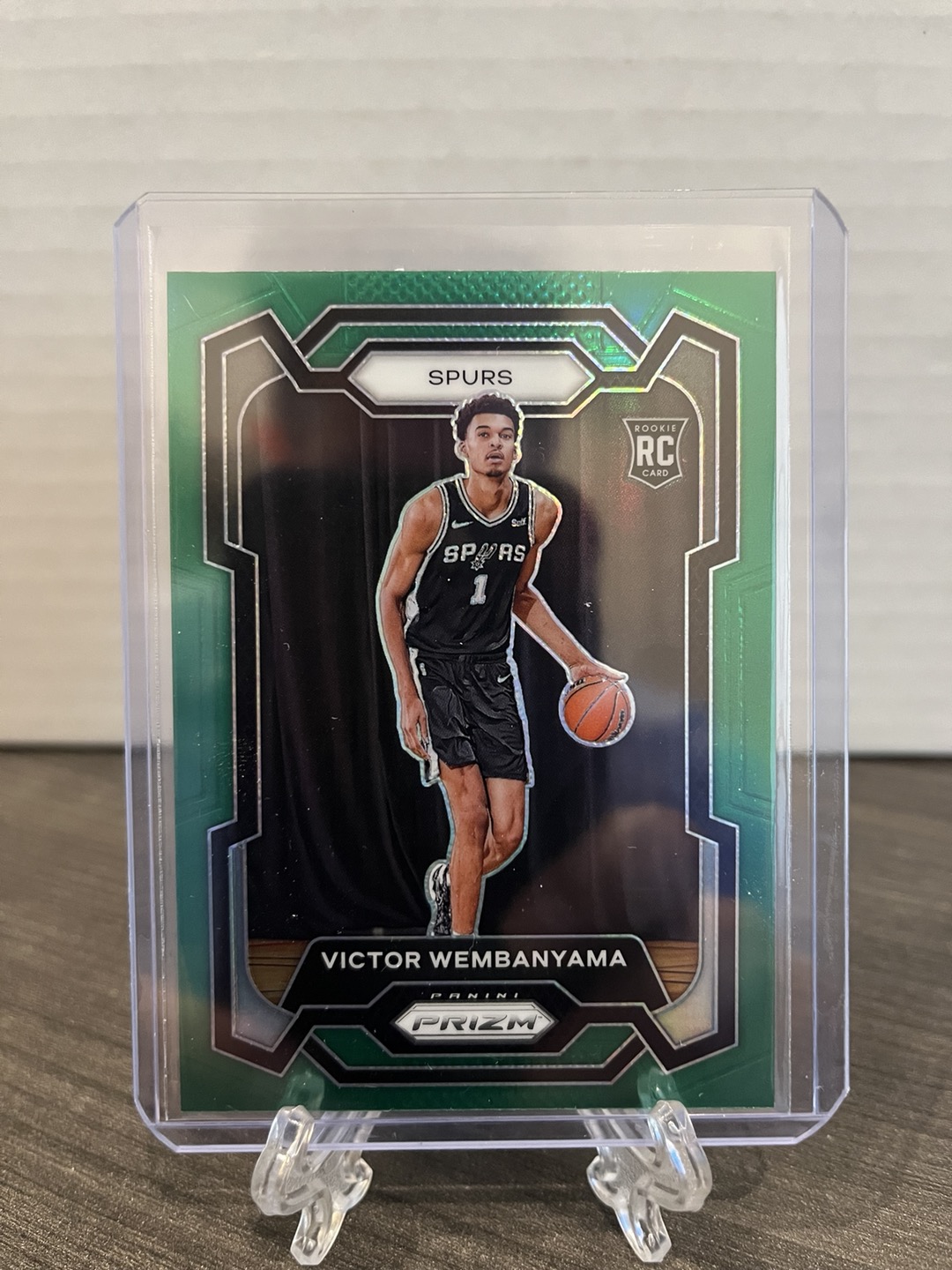 Victor Wembanyama 2023-24 Panini Prizm Basketball Green Prizm Rookie Card