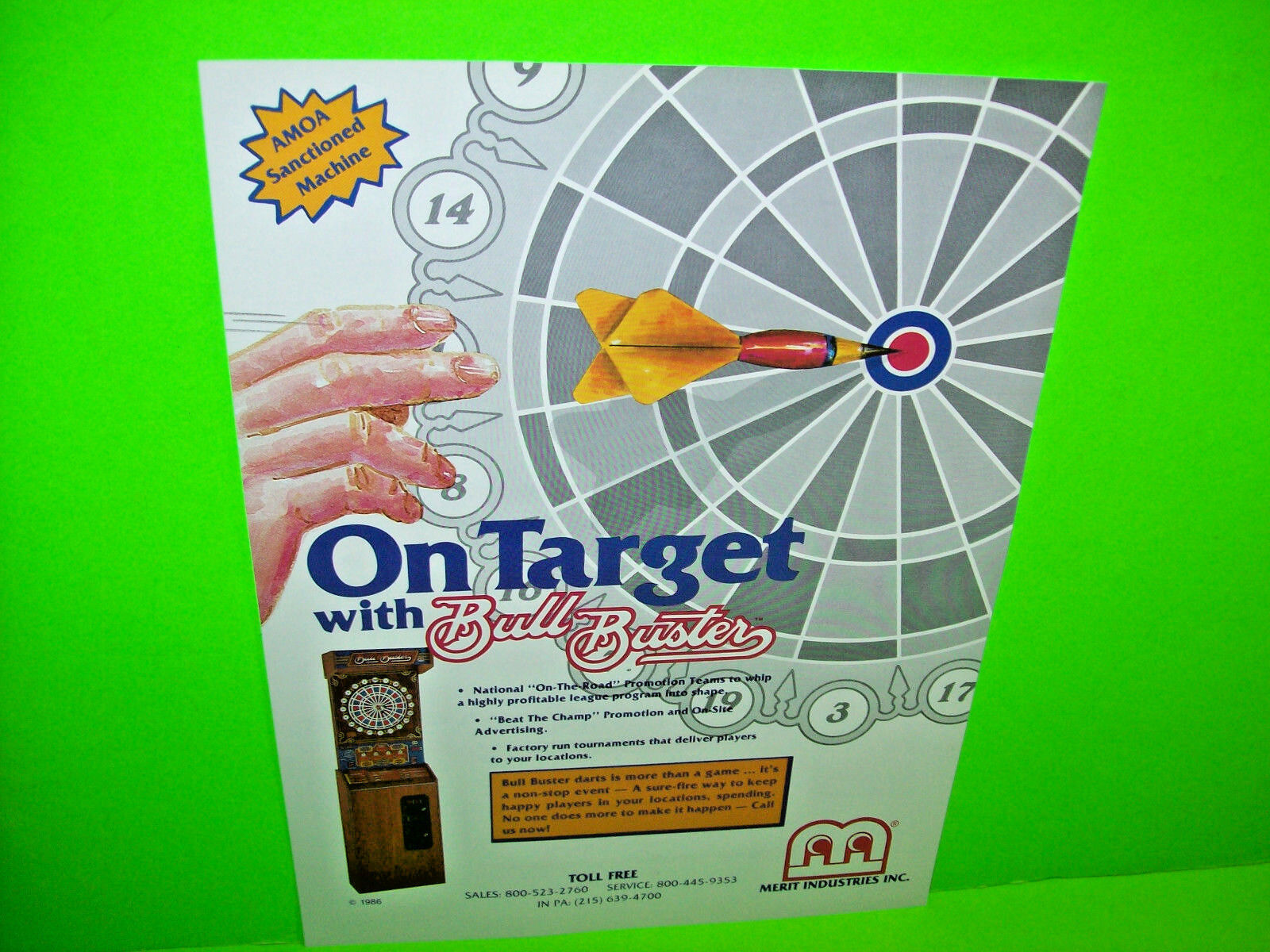 BULL BUSTER Original Vintage 1986 Coin-Op Darts Arcade Game Sales Flyer ...