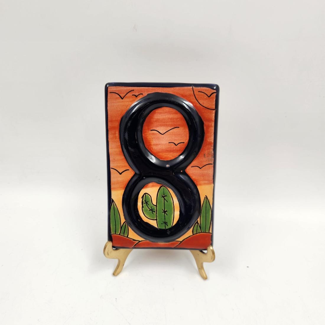 Mexican Talavera Desert Tile Address House Number Eight