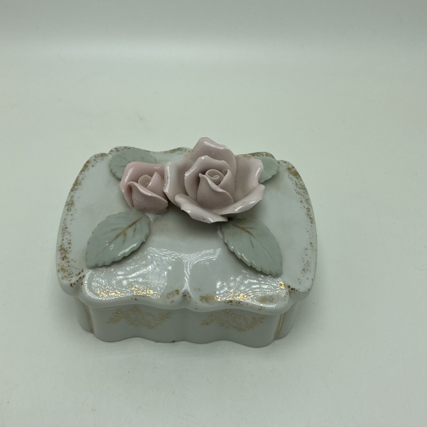 Vintage Capodimonte Rose Trinket Box