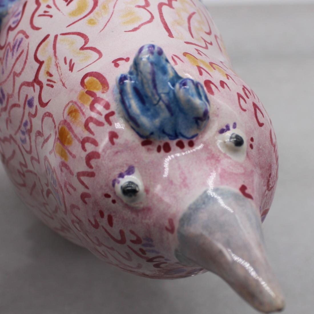 Derpy Pink Bird, Hobbyist Ceramic Bird Figure