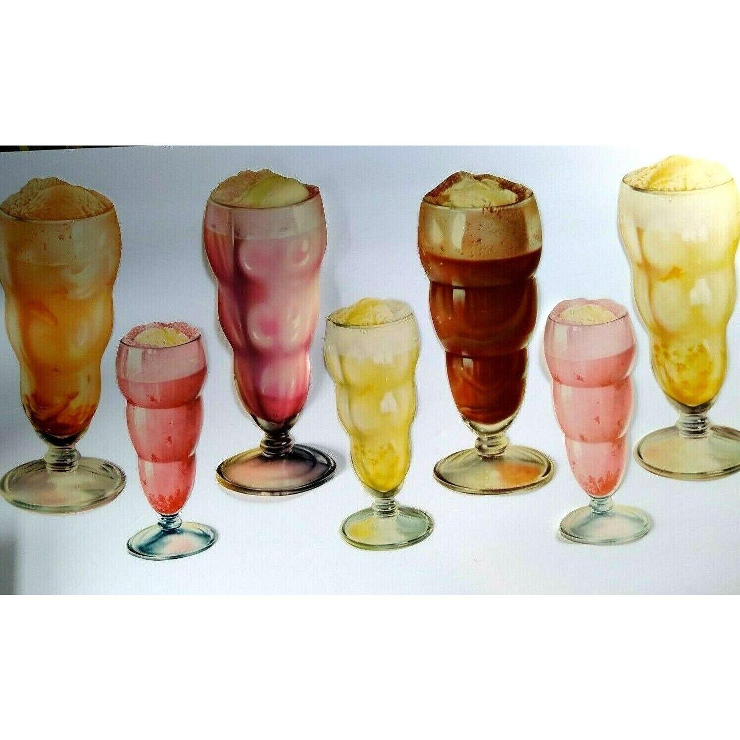 Ice Cream Soda Floats Milkshake Vintage Diecut Paper Signs 1950s Diners ...