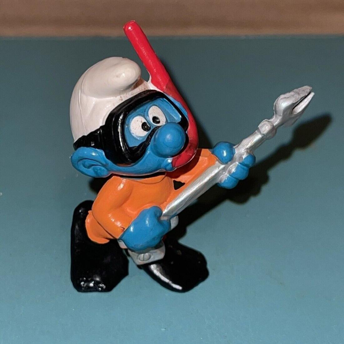 Vintage Smurf Schleich Peyo 1979 Frogman Scuba Diver