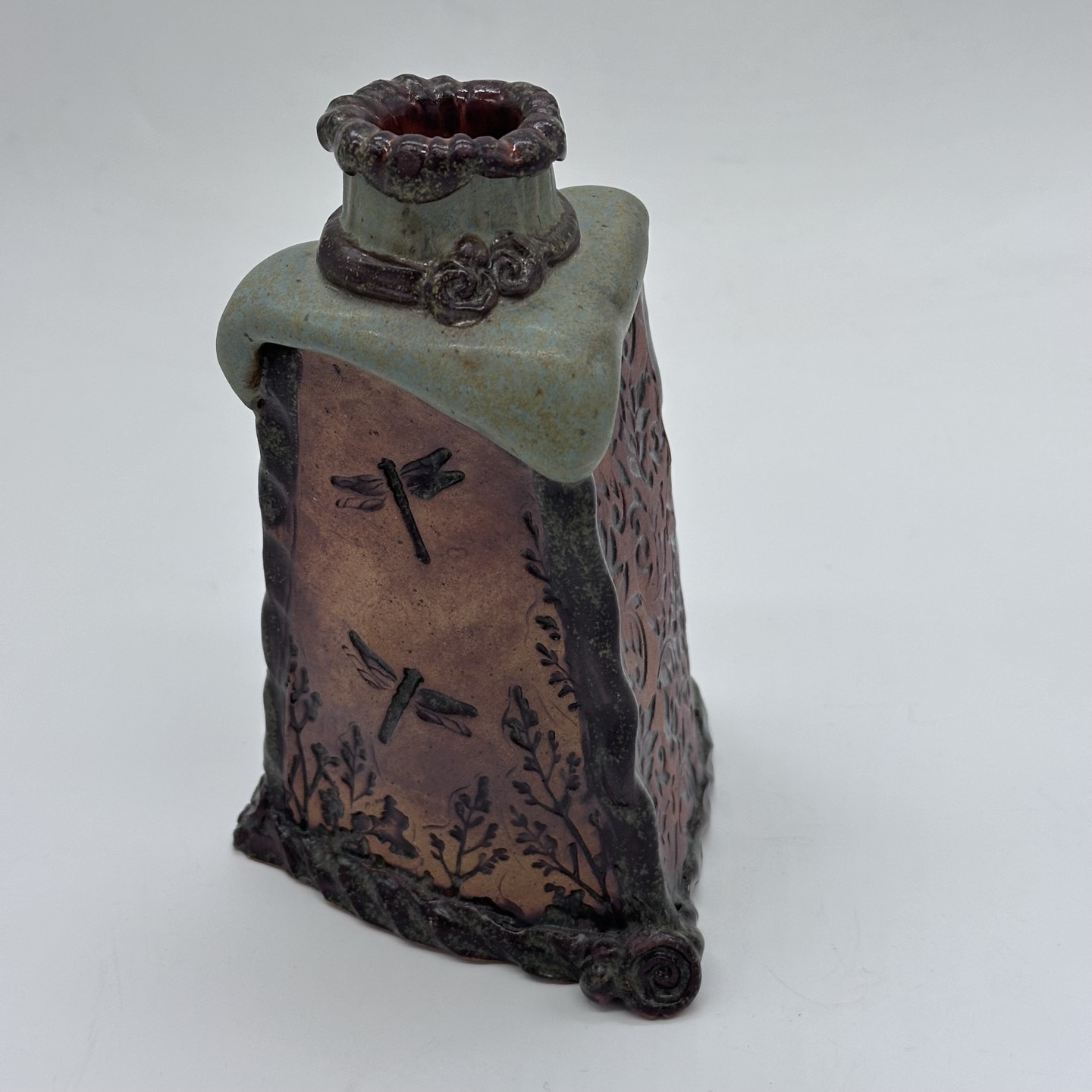 Studio Pottery Artist Signed HPB Dream Big Triangle Unique Bud Vase ...