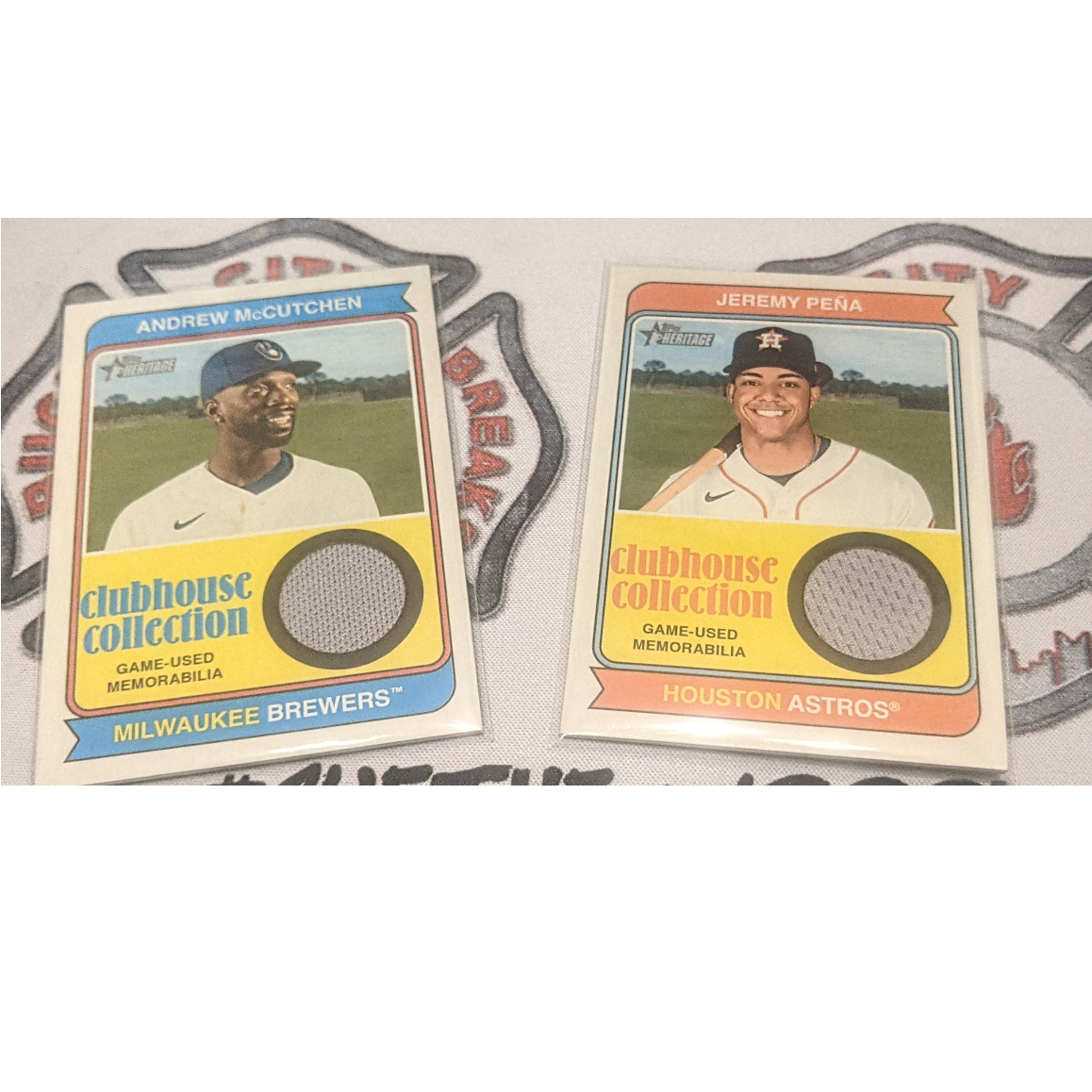 2023 Heritage Game Used Relic Lot - Andrew McCutchen & Jeremy Peña
