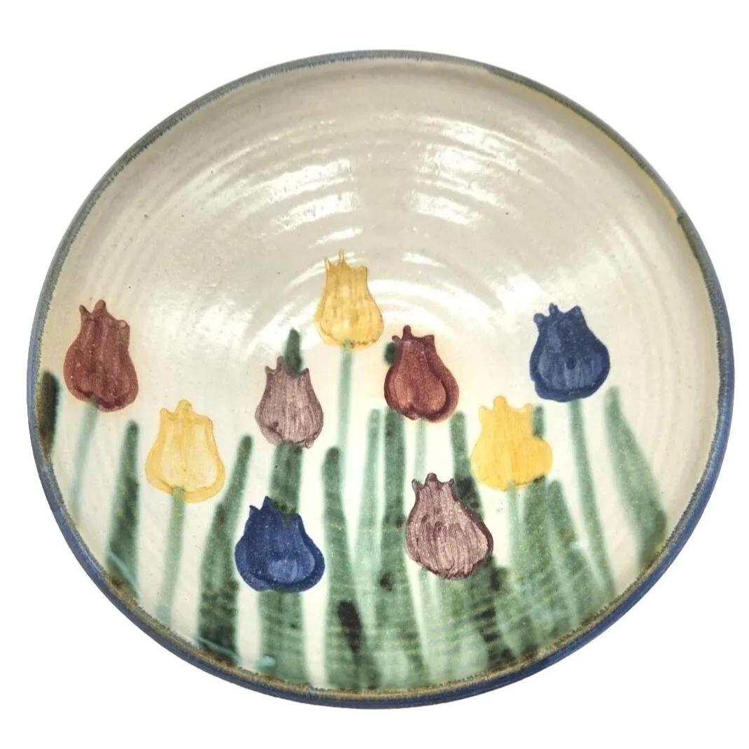 Studio Art Pottery Hand Painted Tulip Bowl