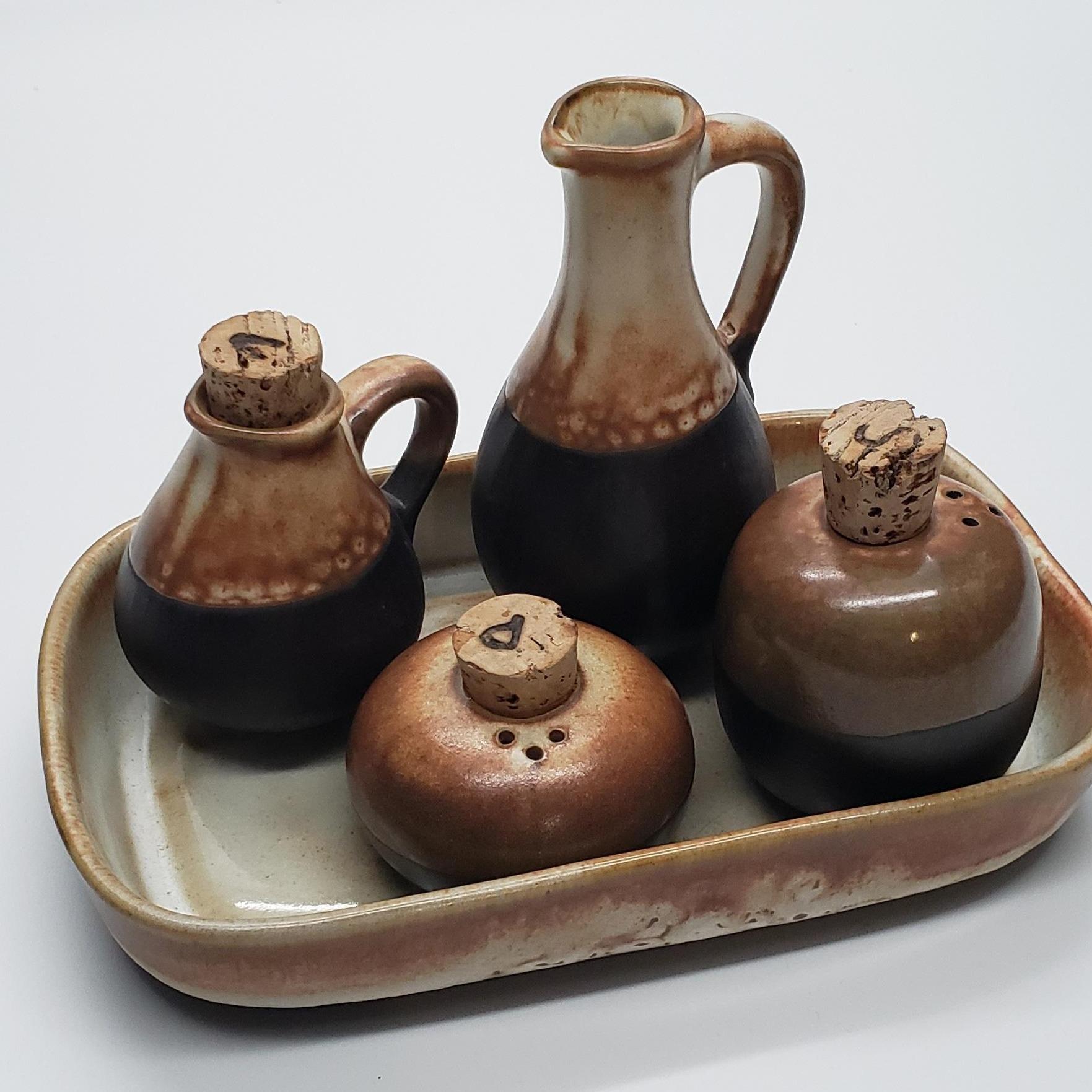 Vintage Gotek Colonia Tovar of Venezuela Pottery Cruet Set
