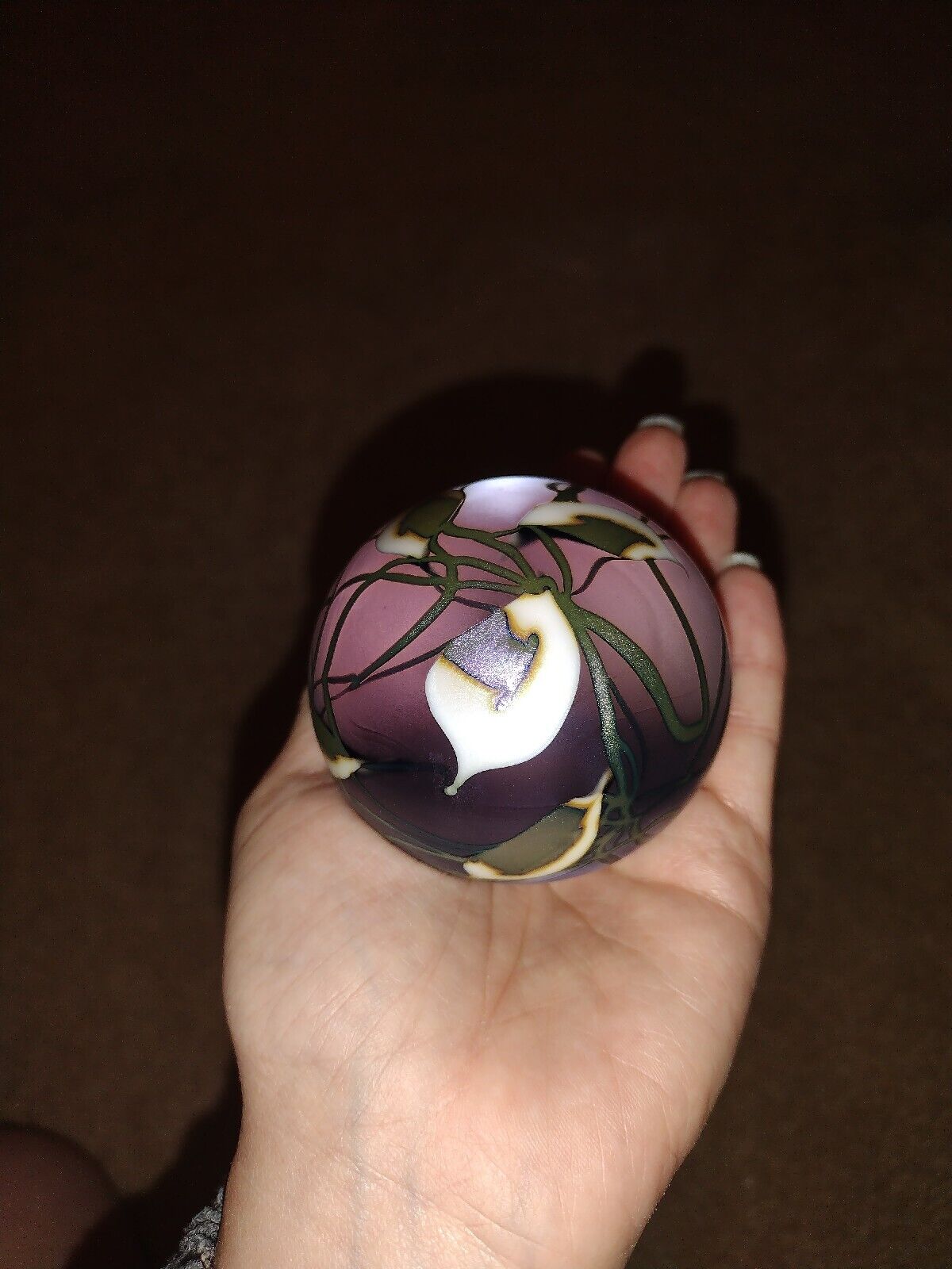 Neodymium Paperweight with Leaf & Vine Decor by David Lotton. 1994.