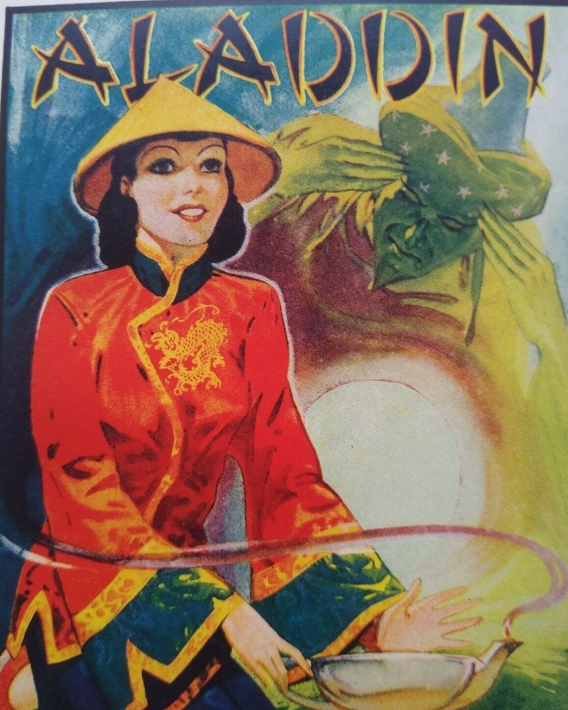 Aladdin Theatre Show Mini Poster Print 1930's Original Green Genie ...