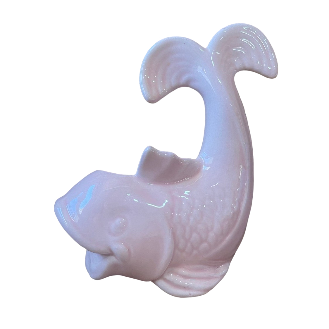 Vintage 1950s pink big mouth fish wall pocket