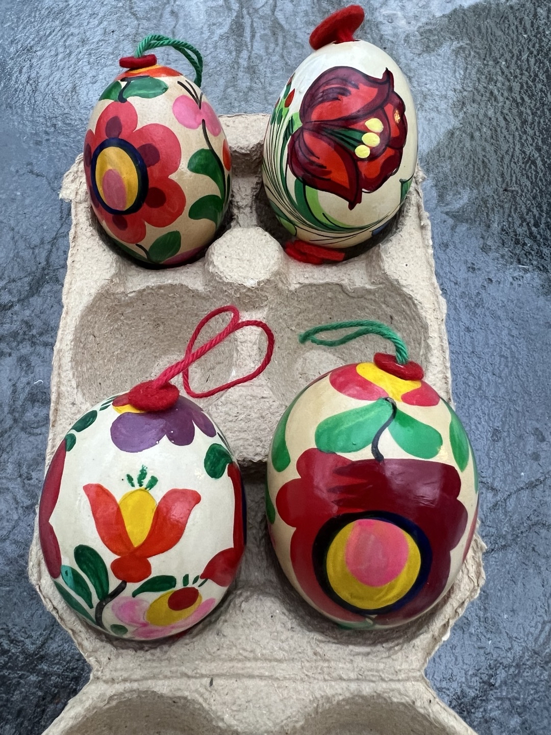Set 4 Hand painted Real Eggshells