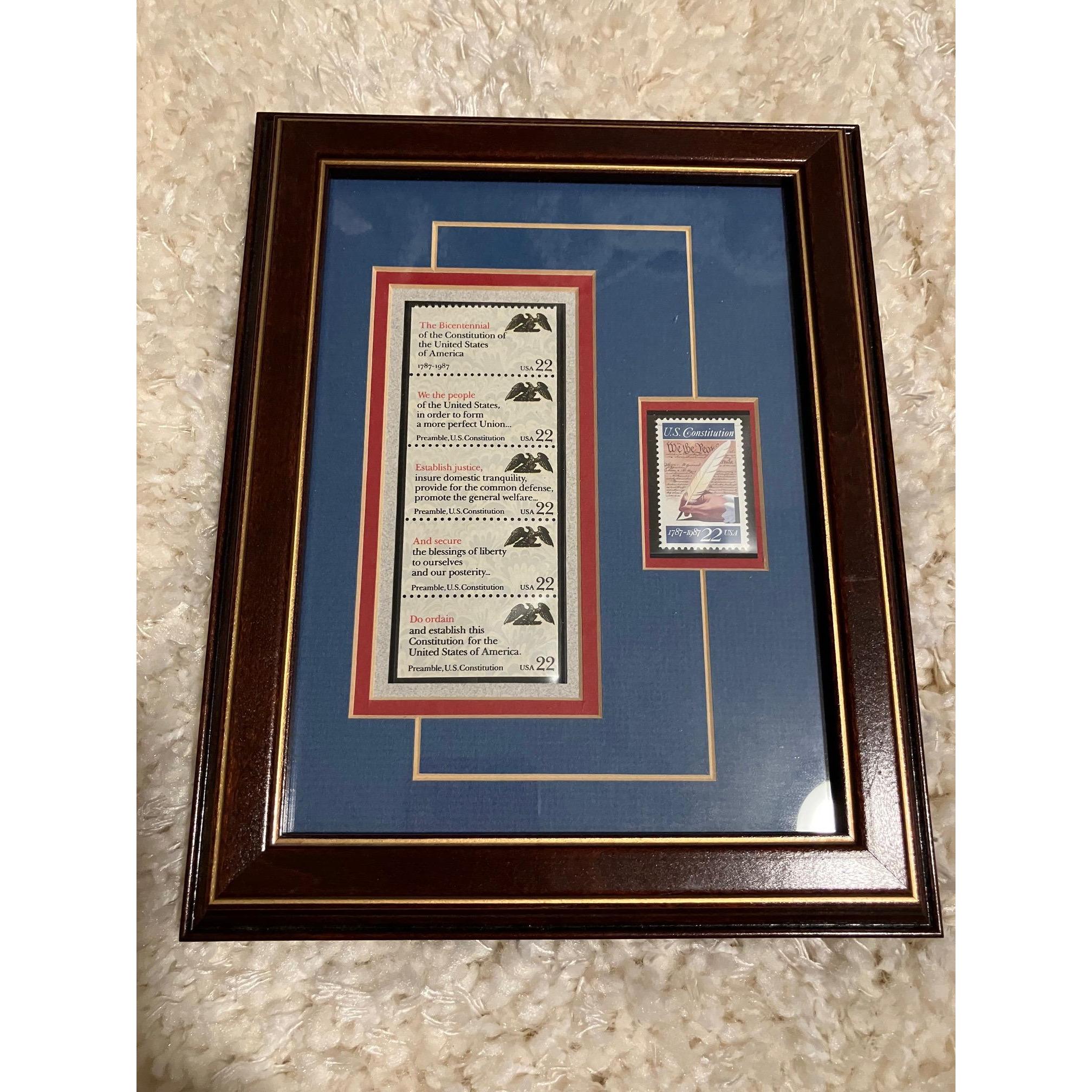 Vintage Framed Bicentennial of the Constitution of the United States stamps