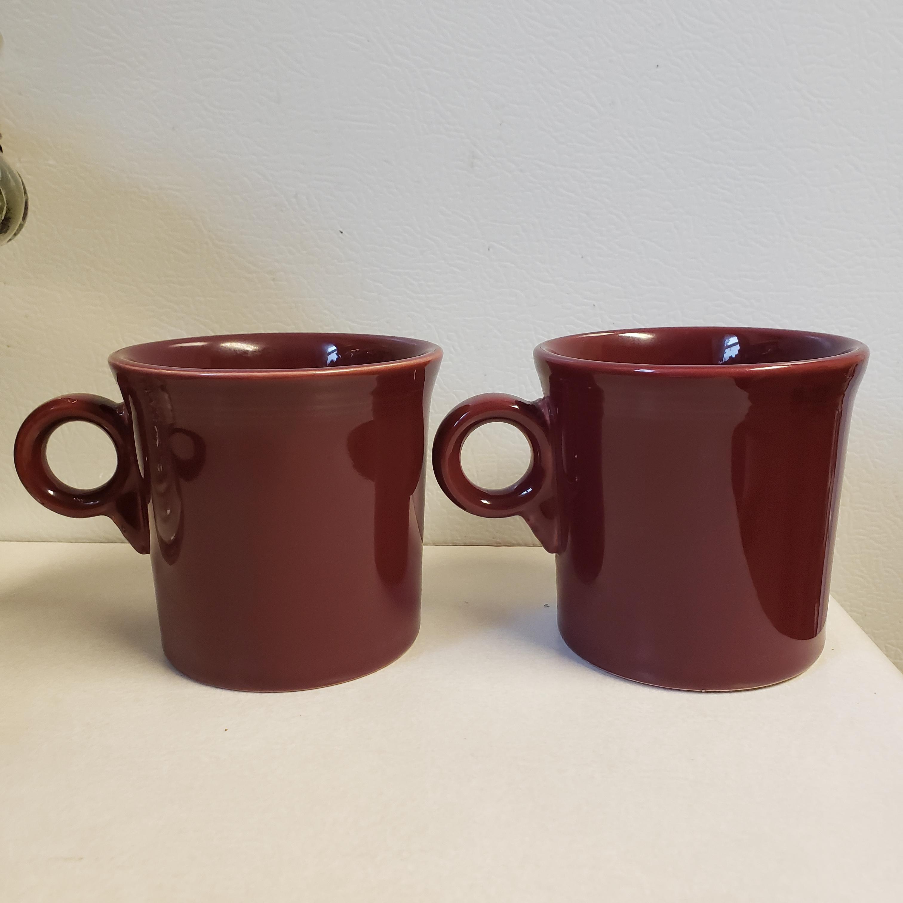 2 pair of Fiestaware Tom & Jerry Burgundy Maroon Cinnabar O Ring Handle ...