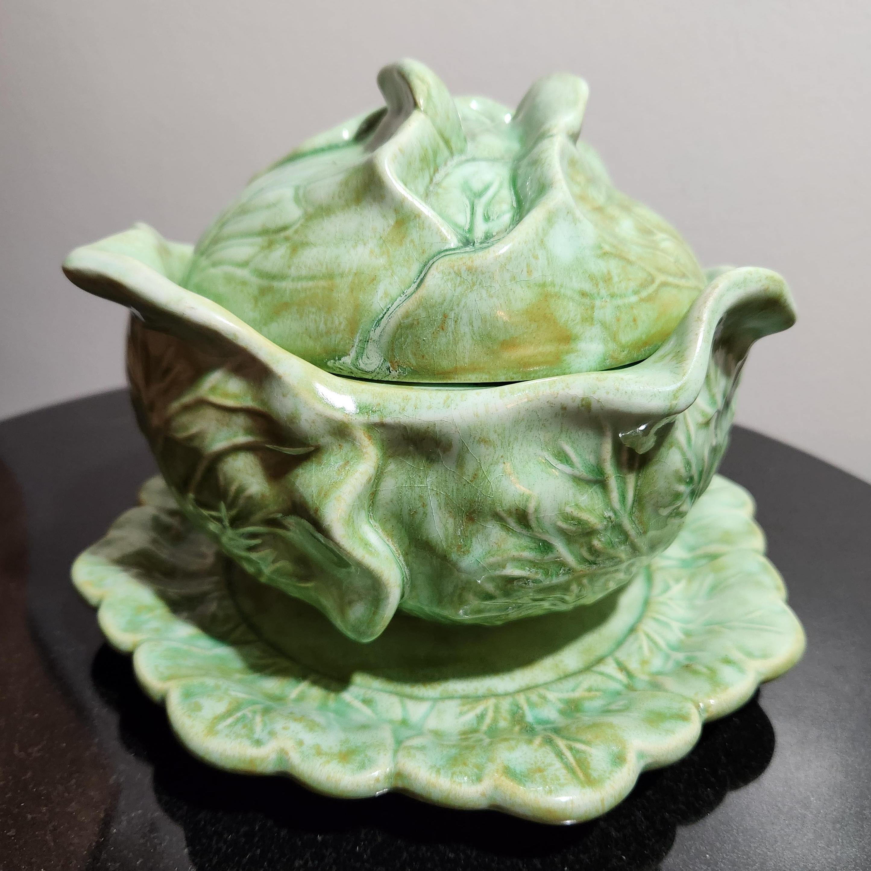 Vintage Holland Mold Cabbage Bowl with Lid and Underplate, 1990