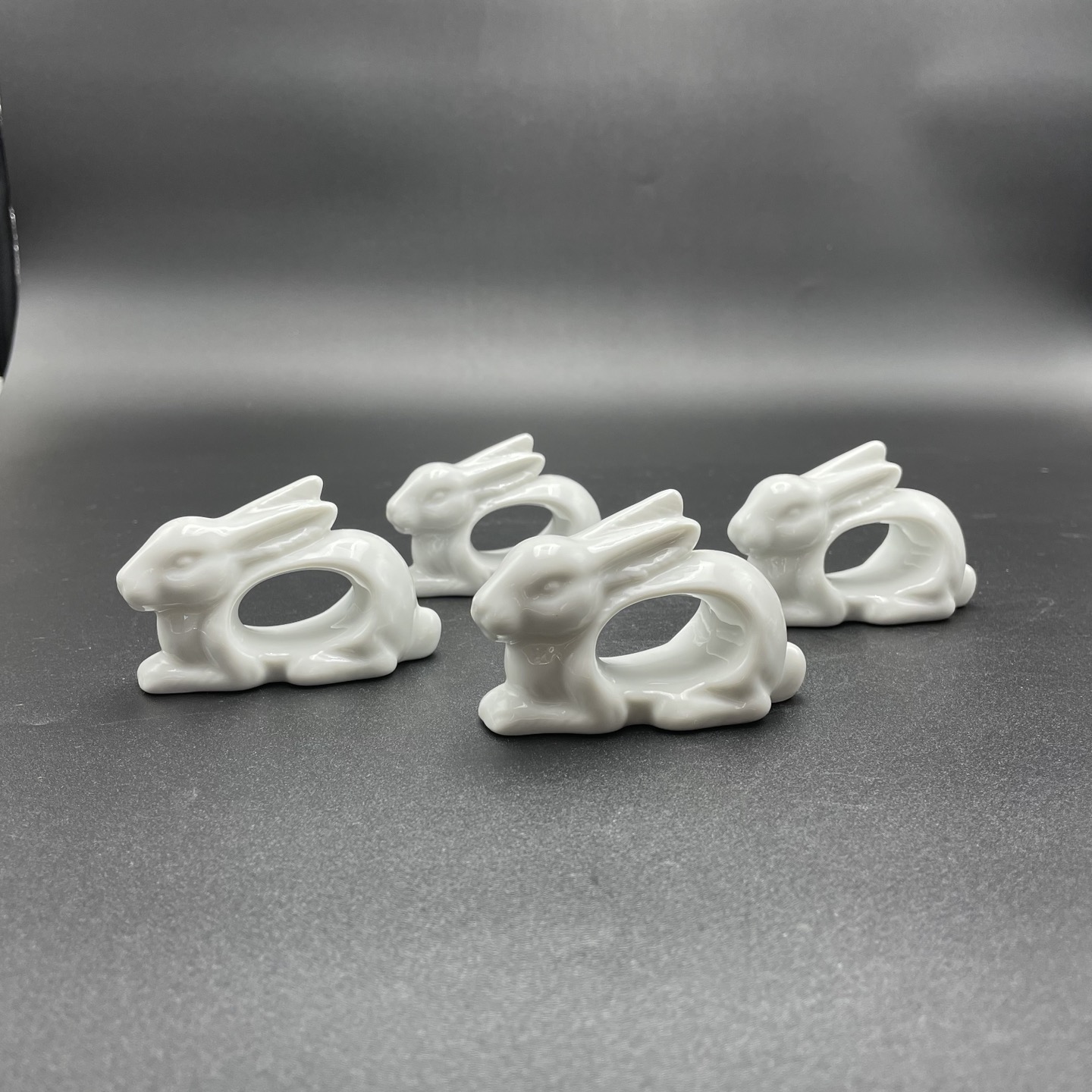 Vintage Set of 4 Porcelain Bunny Rabbit Napkin Rings Holders Easter ...
