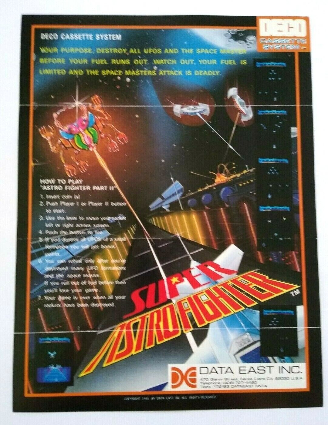 Super Astro Fighter Lock'n Chase Arcade FLYER Original 1981 Deco ...