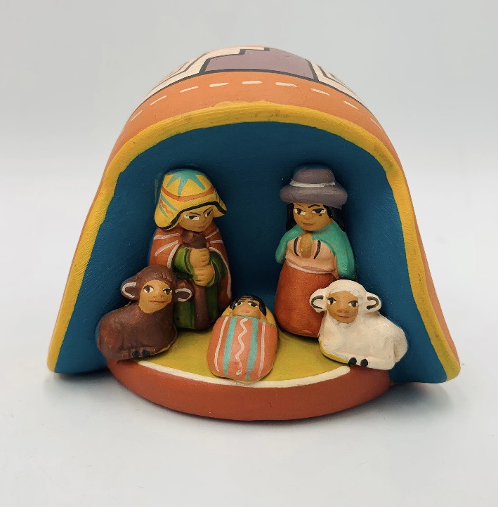 Hand Crafted Clay Diorama Nativity South American Folk Art Pottery Peru ...