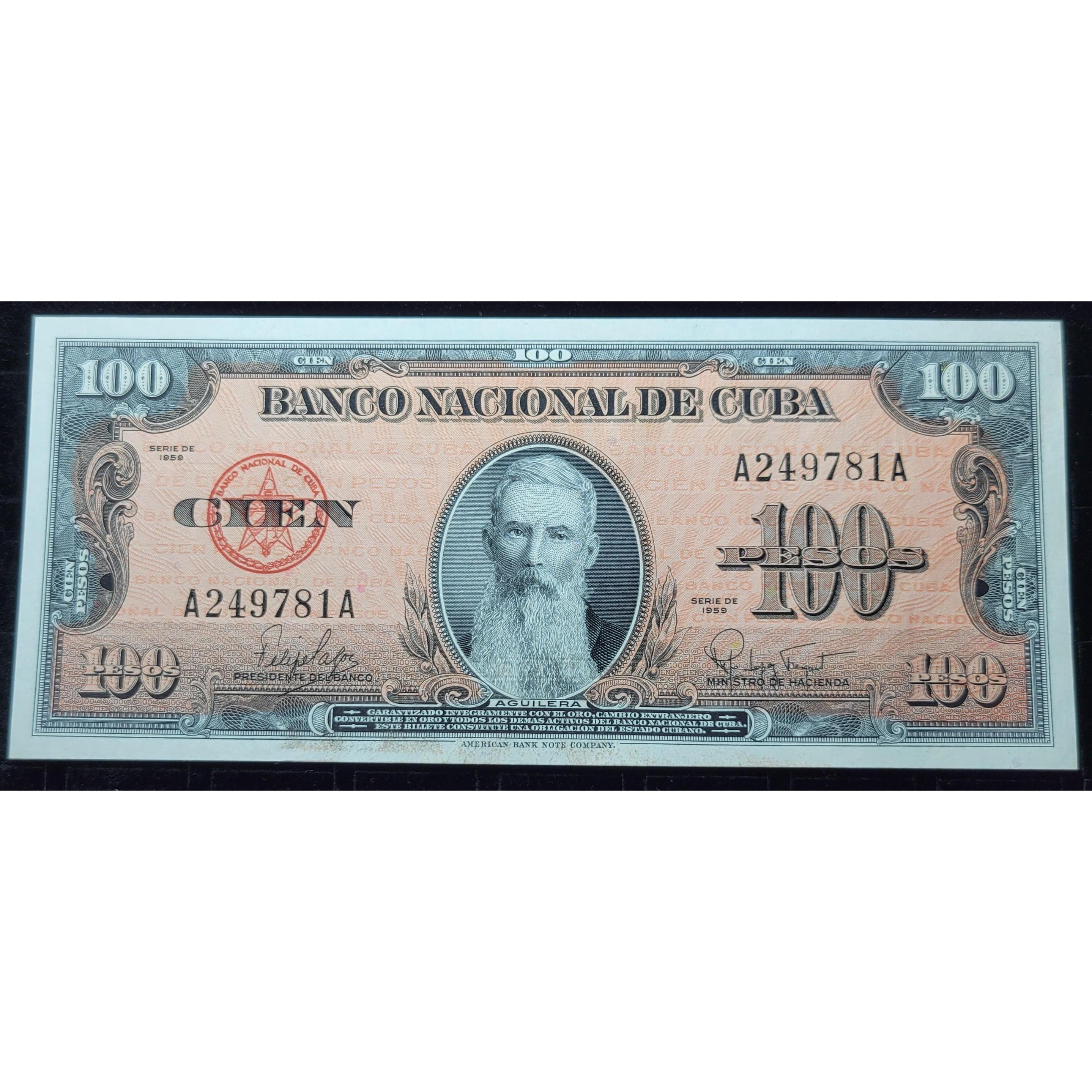 1959 Cuba 100 Peso Banknote American Banknote Company