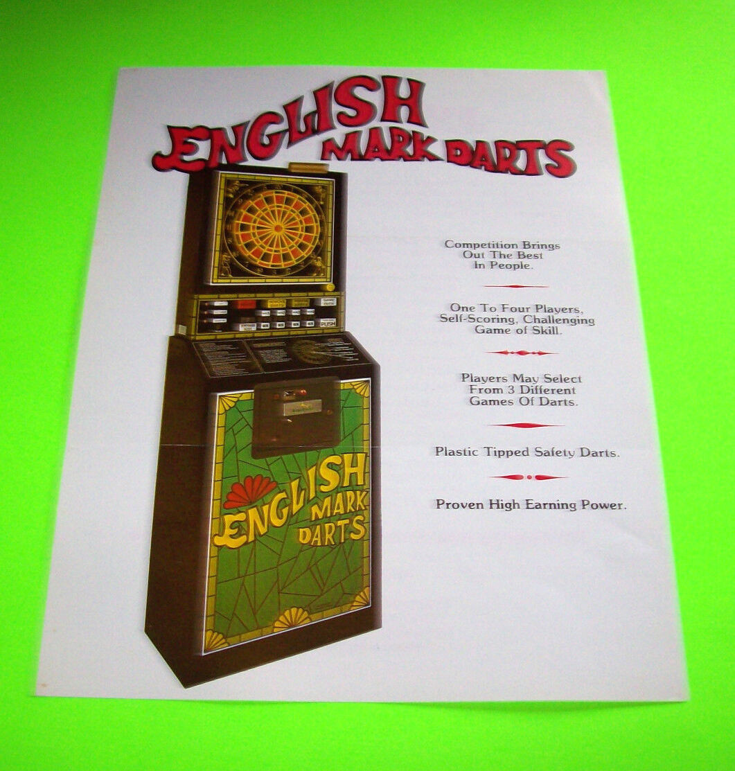 ENGLISH MARK DARTS By ARACHNID ORIGINAL ARCADE DART GAME SALES FLYER ...