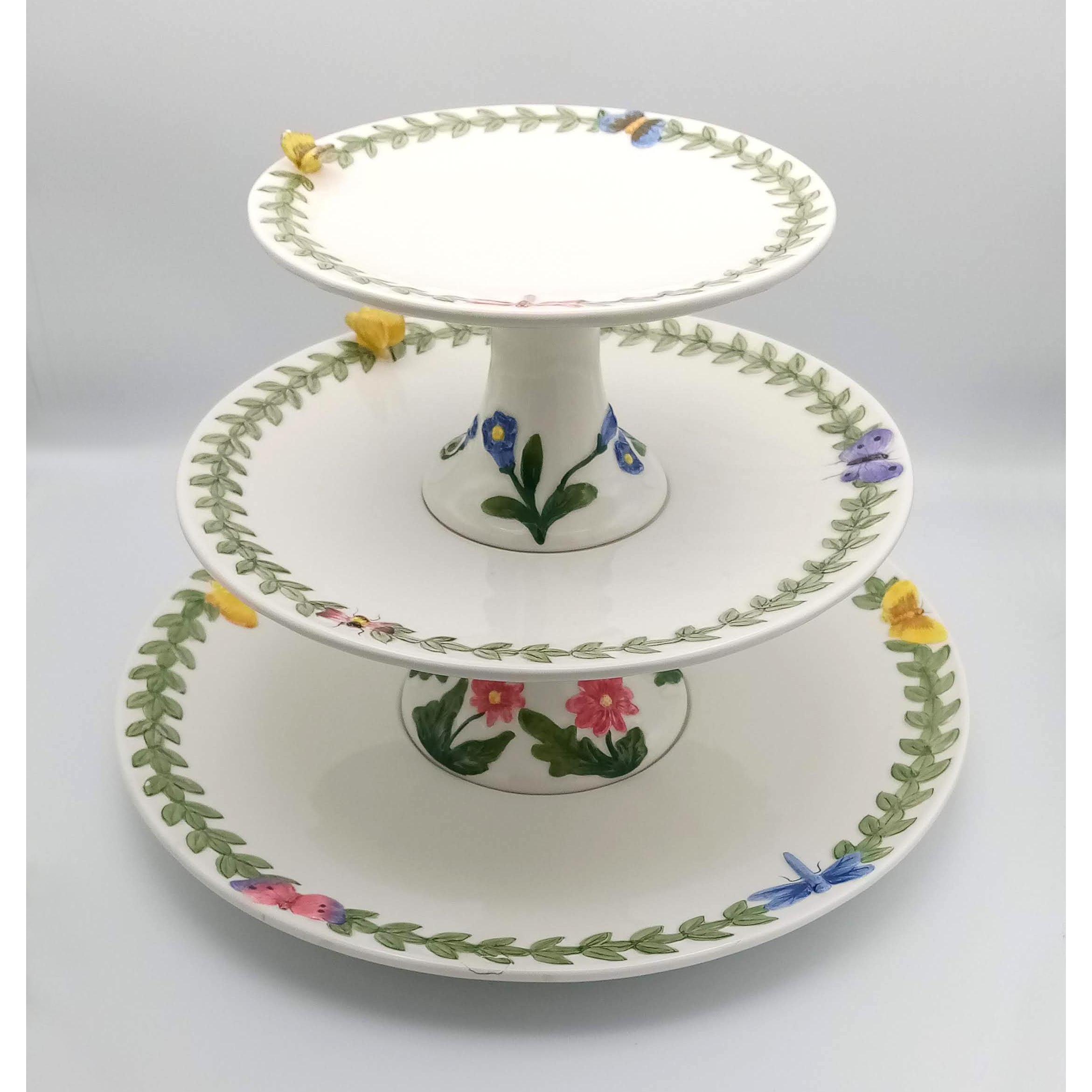 #002 - Portmeirion Botanic Garden Pedastal Cake Stand Set 3D Countertop ...