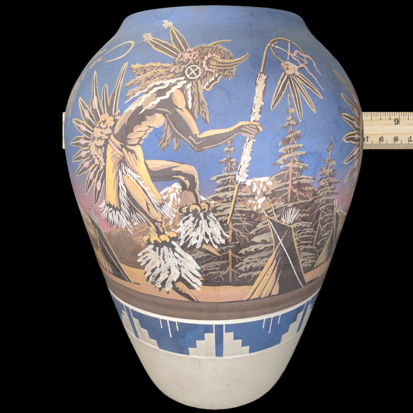 Lakota Sioux Hand Painted Large Vase- Richard Underbaggage