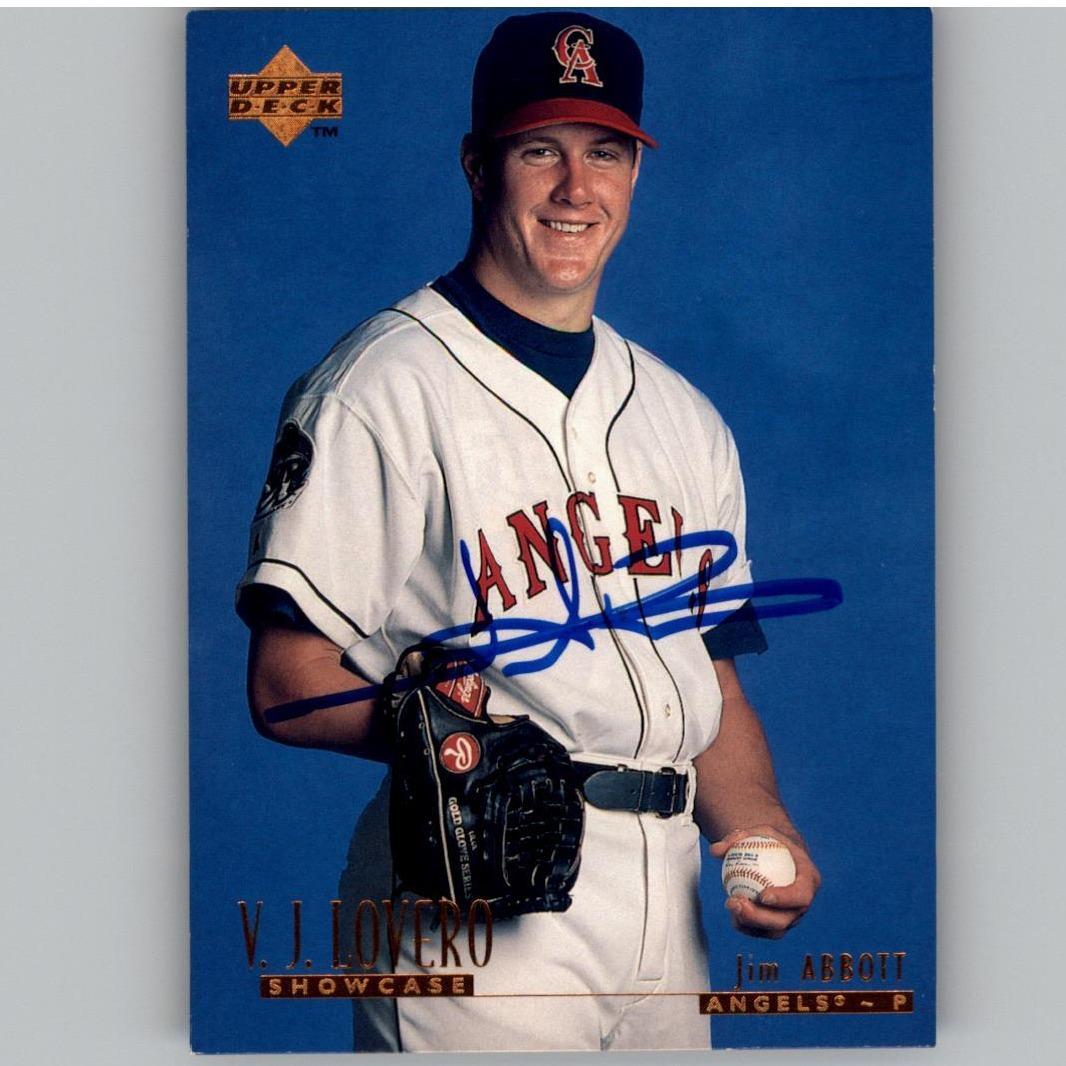 Jim Abbott Signed California Angels 1996 Upper Deck V.J. Lovero ...