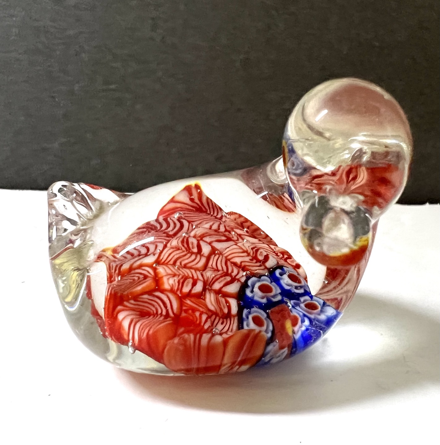 Art Glass Duck, Millefiori Paperweight, 2 1/2 Inch Glass Bird, Polished ...