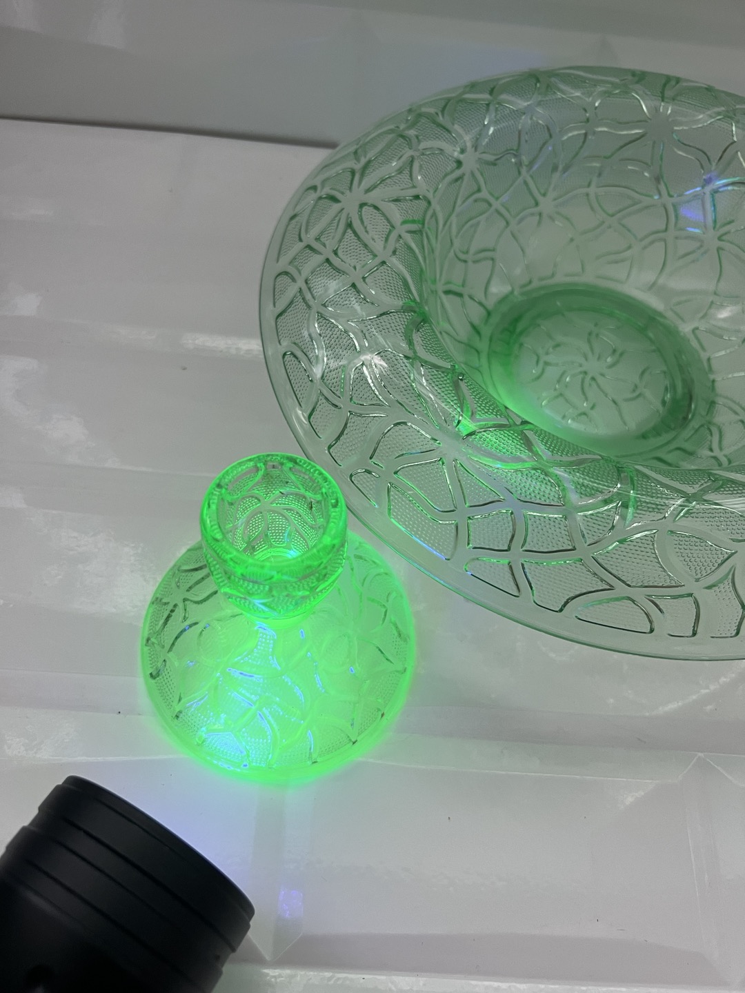 Antique Uranium Imperial Glass Rolled Edge Footed Console Bowl and ...