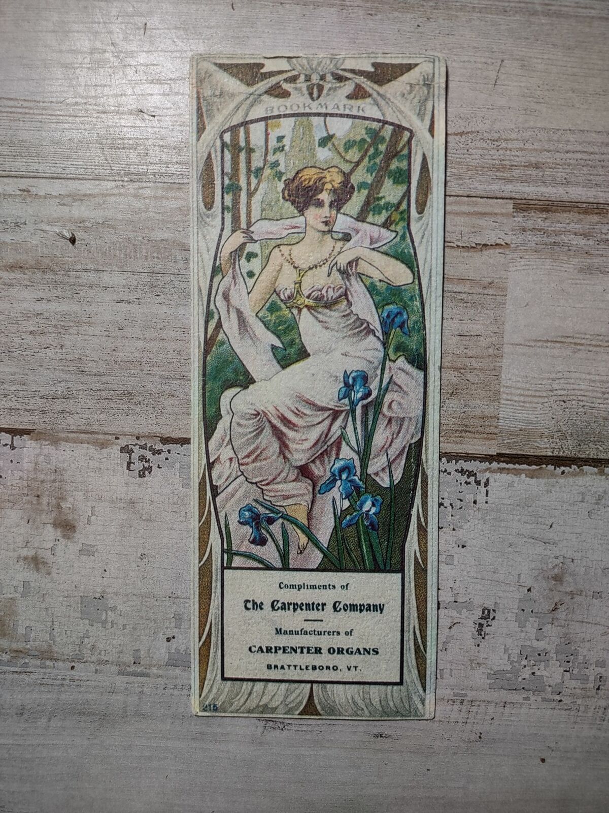 Antique Bookmark Compliments Of The Carpenter Organ Company Brattleboro ...