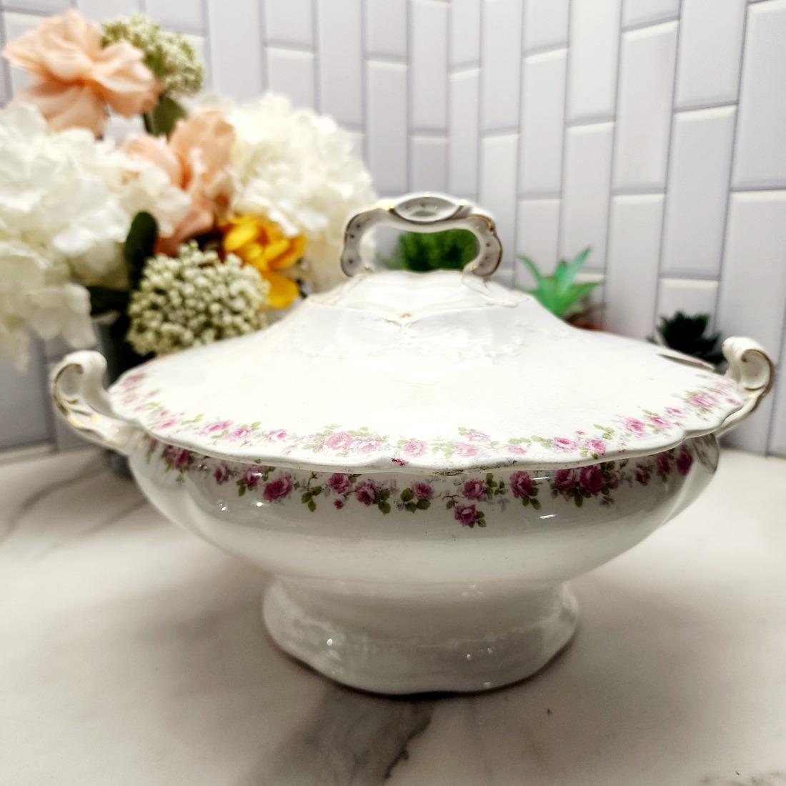 Vintage Roses Soup Tureen & Lid by Maddock, John & Sons England.