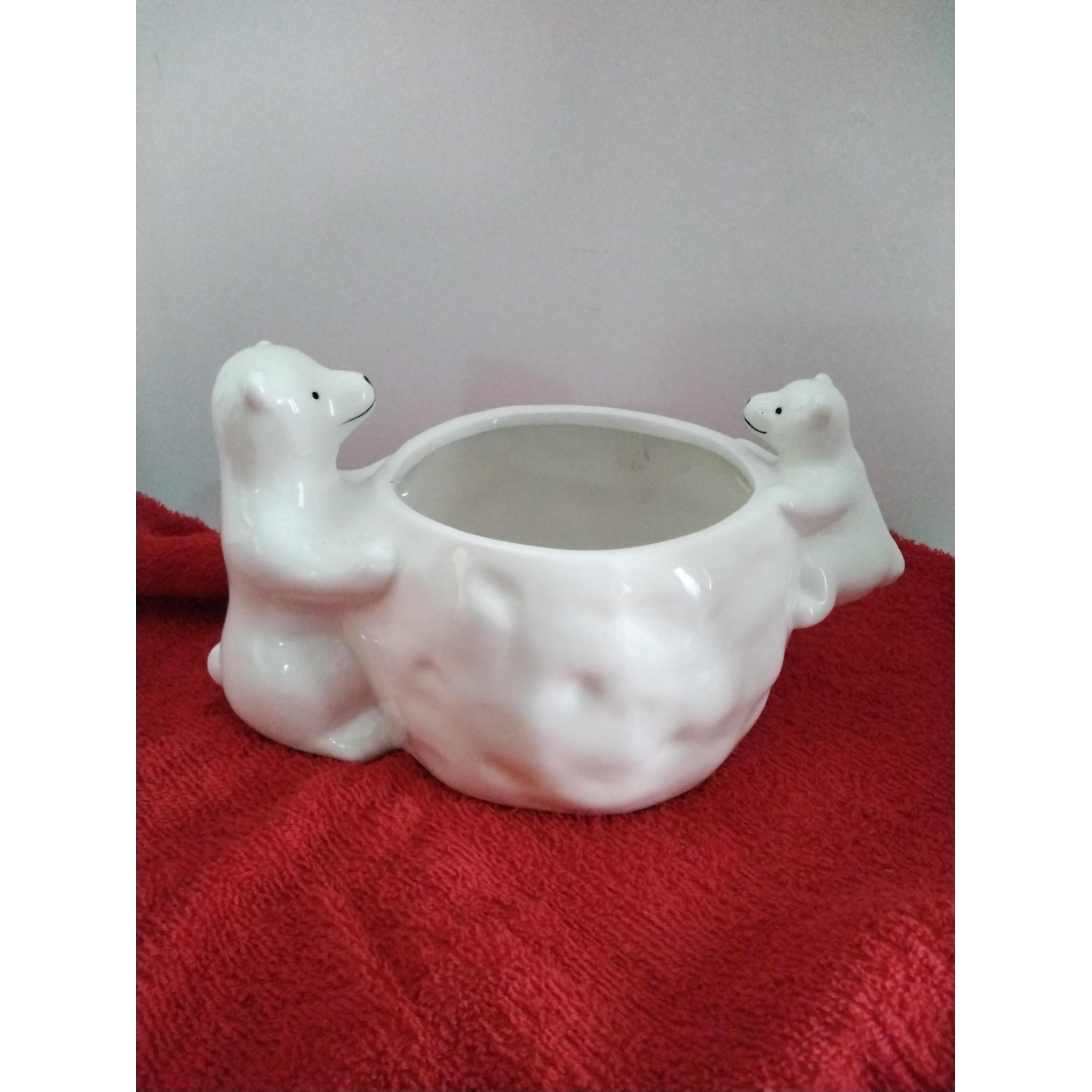 White Ceramic Polar Bear Planter made Exclusively for Harry & David