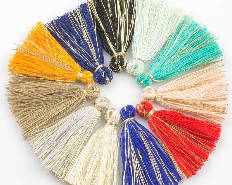 New! BEAUTIFUL Golden Thread Small Cotton Tassels Tassel 10 pieces per ...