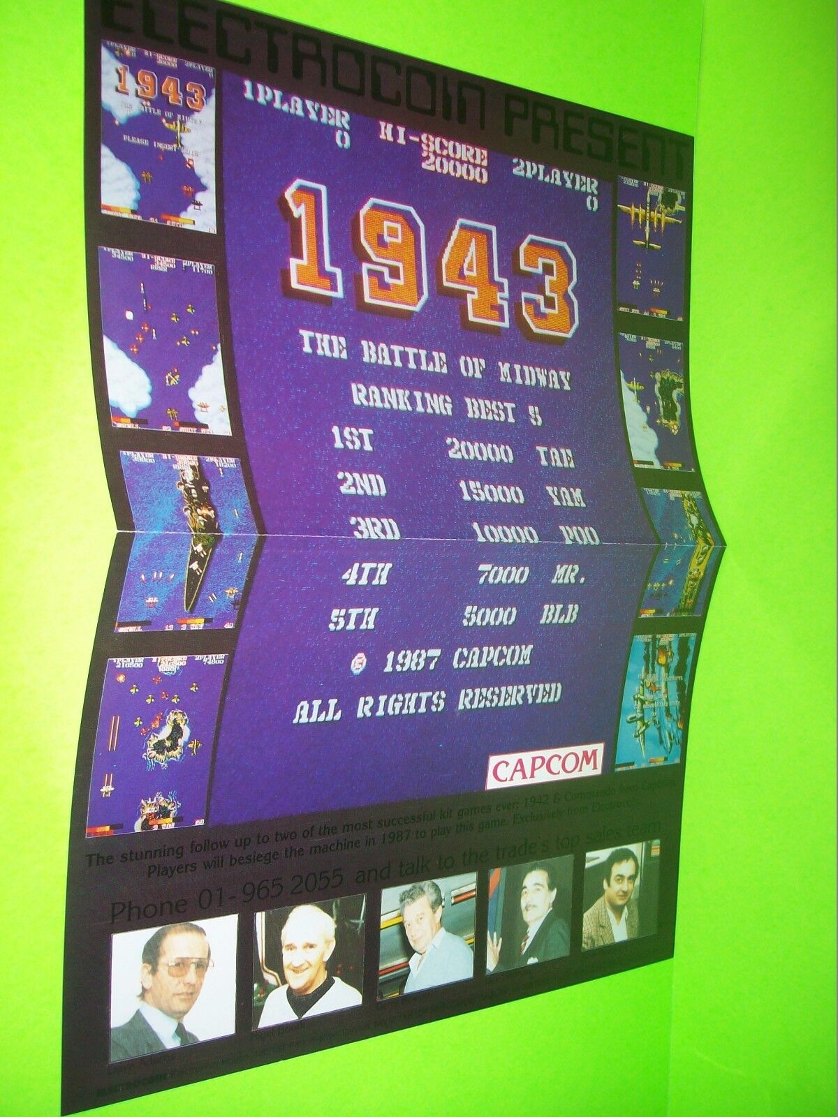 1943 Arcade FLYER Original NOS Video Game Art Print Sheet Electrocoin ...