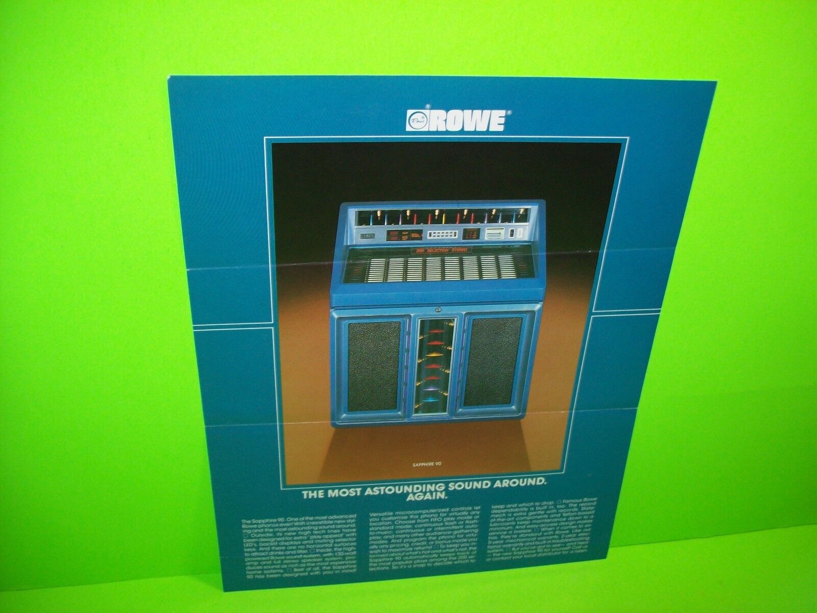 Rowe SAPPHIRE 90 Original Jukebox Phonograph Music Promo Advertising ...