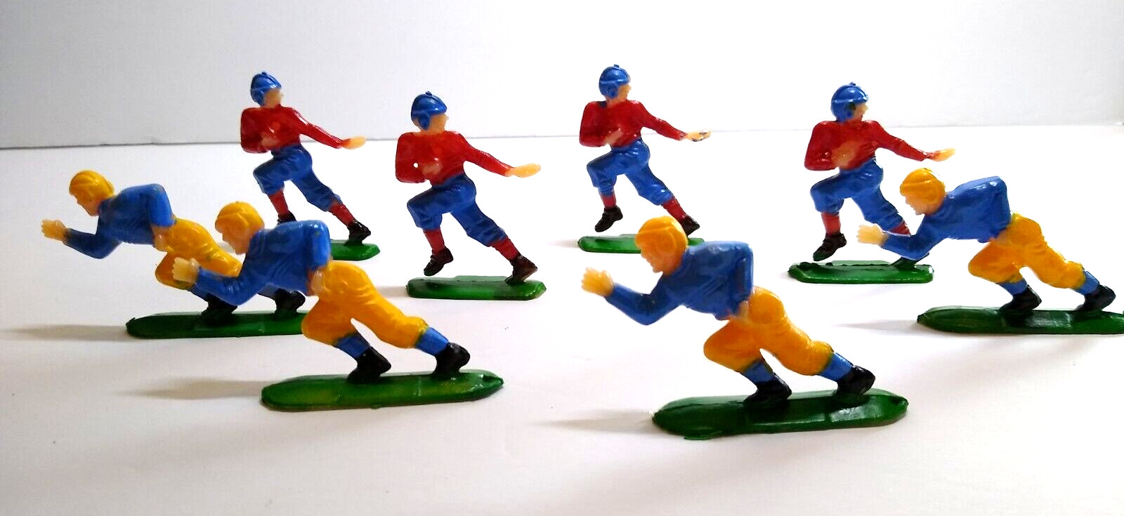 8 Football Players Vintage Hard Plastic Figures Blue Red Yellow Hong ...