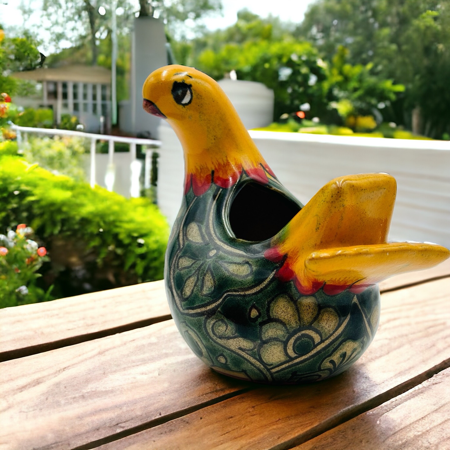 Mexican Bird Dove Pottery Planter Redware Animal Figure Flower Pot