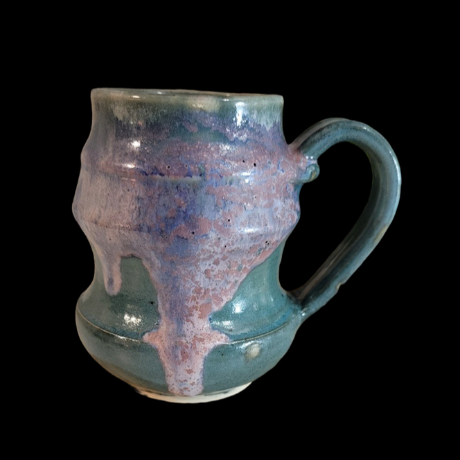 Beautiful Handmade Studio Pottery Mug ~ Signed Purple & Teal