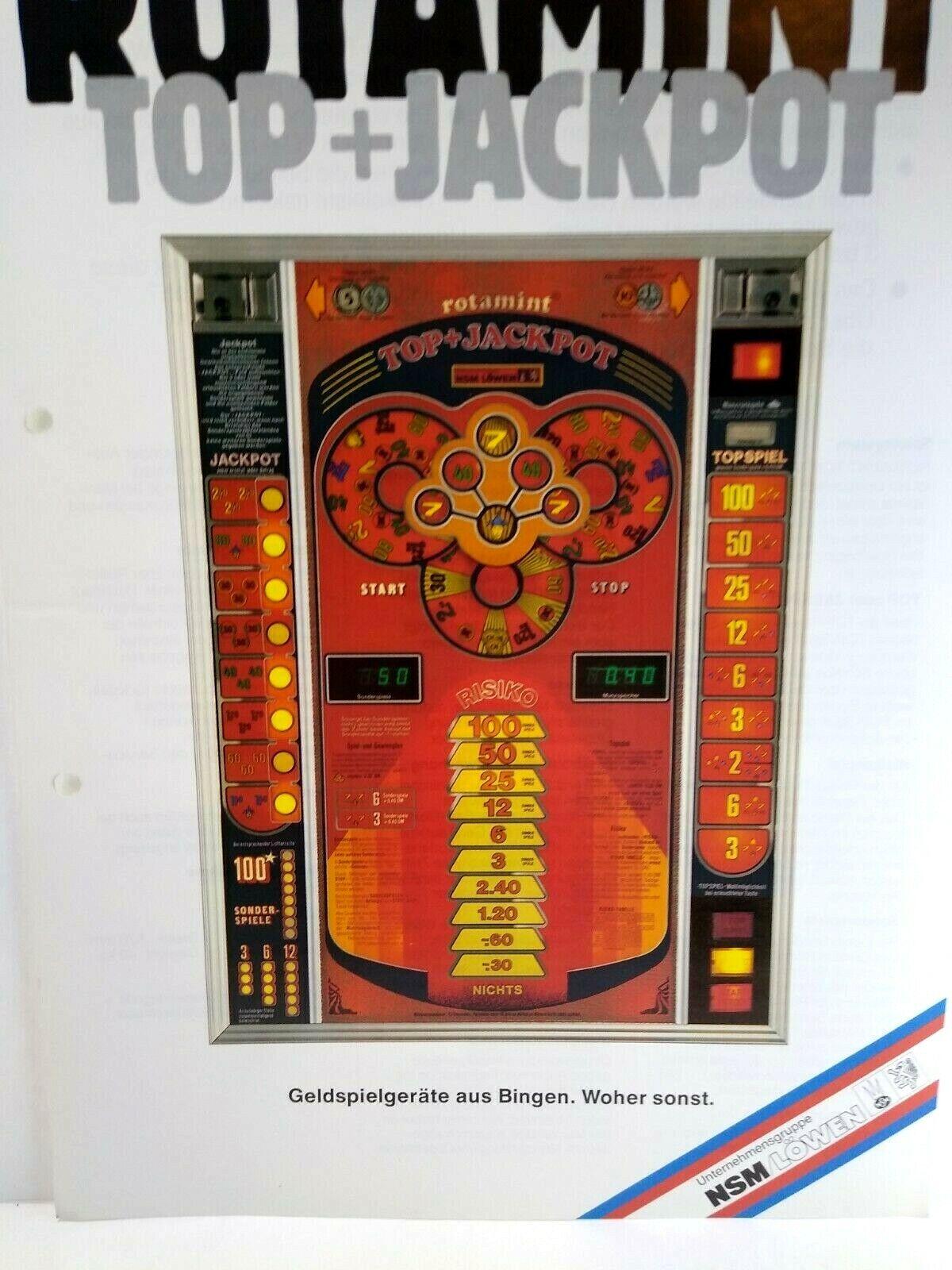 NSM Rotamint Top + Jackpot Vintage Original Slot Machine Promo Art ...
