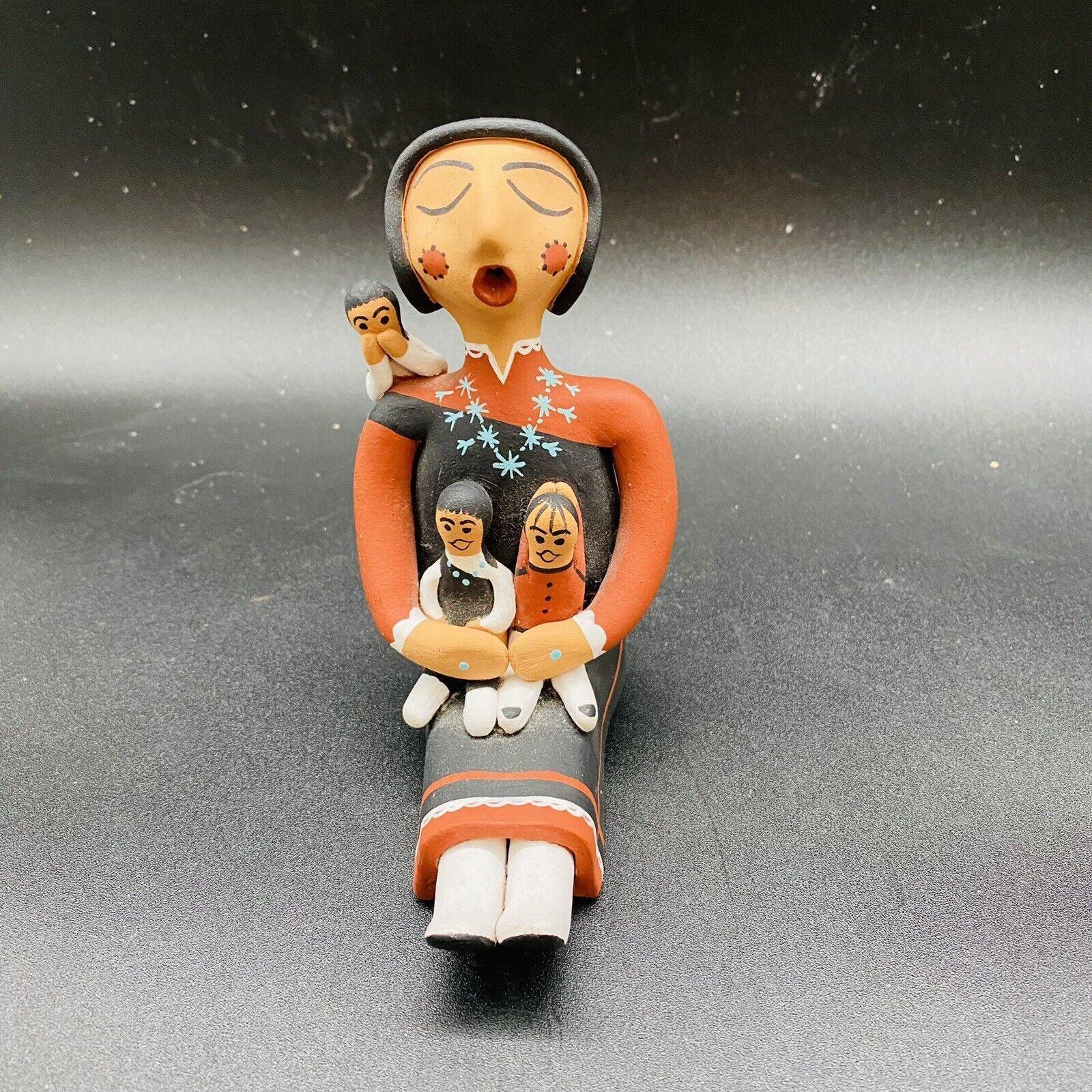 Blue Horse Woman Storyteller with Children Figurine Doll Collectible