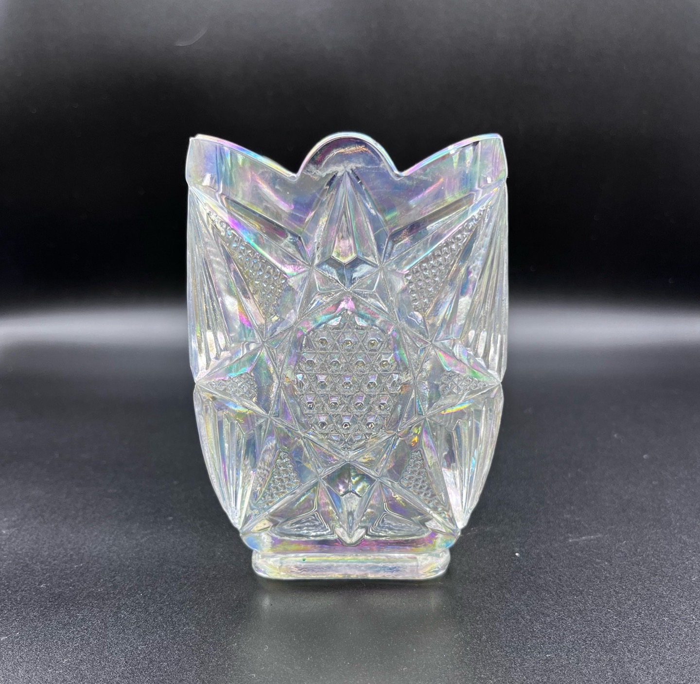 Vintage L.E. Smith Iridescent Opalescent Carnival Glass Vase with ...
