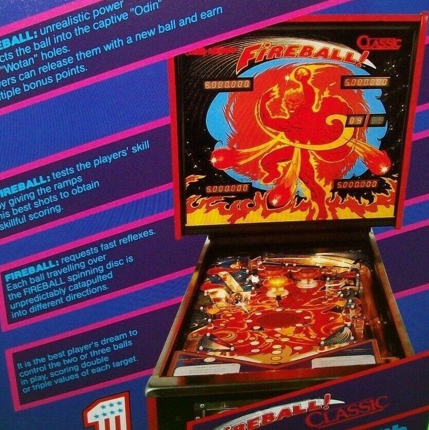 Fireball Classic Pinball Flyer Original German NOS 8.25" x 11.5" Retro ...