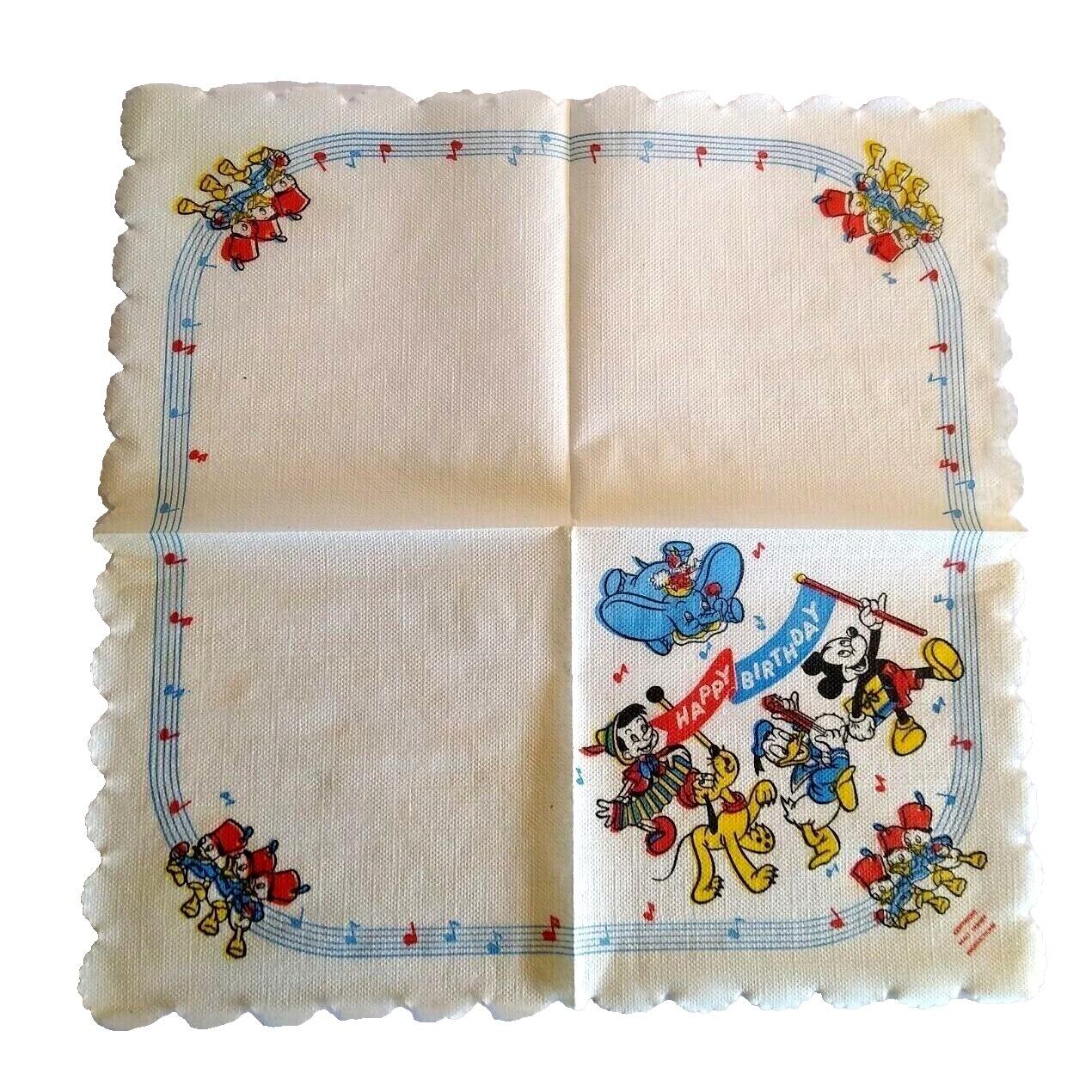 Dumbo Pluto Pinocchio Mickey Mouse Donald Duck Disney Crepe Napkin 1950s