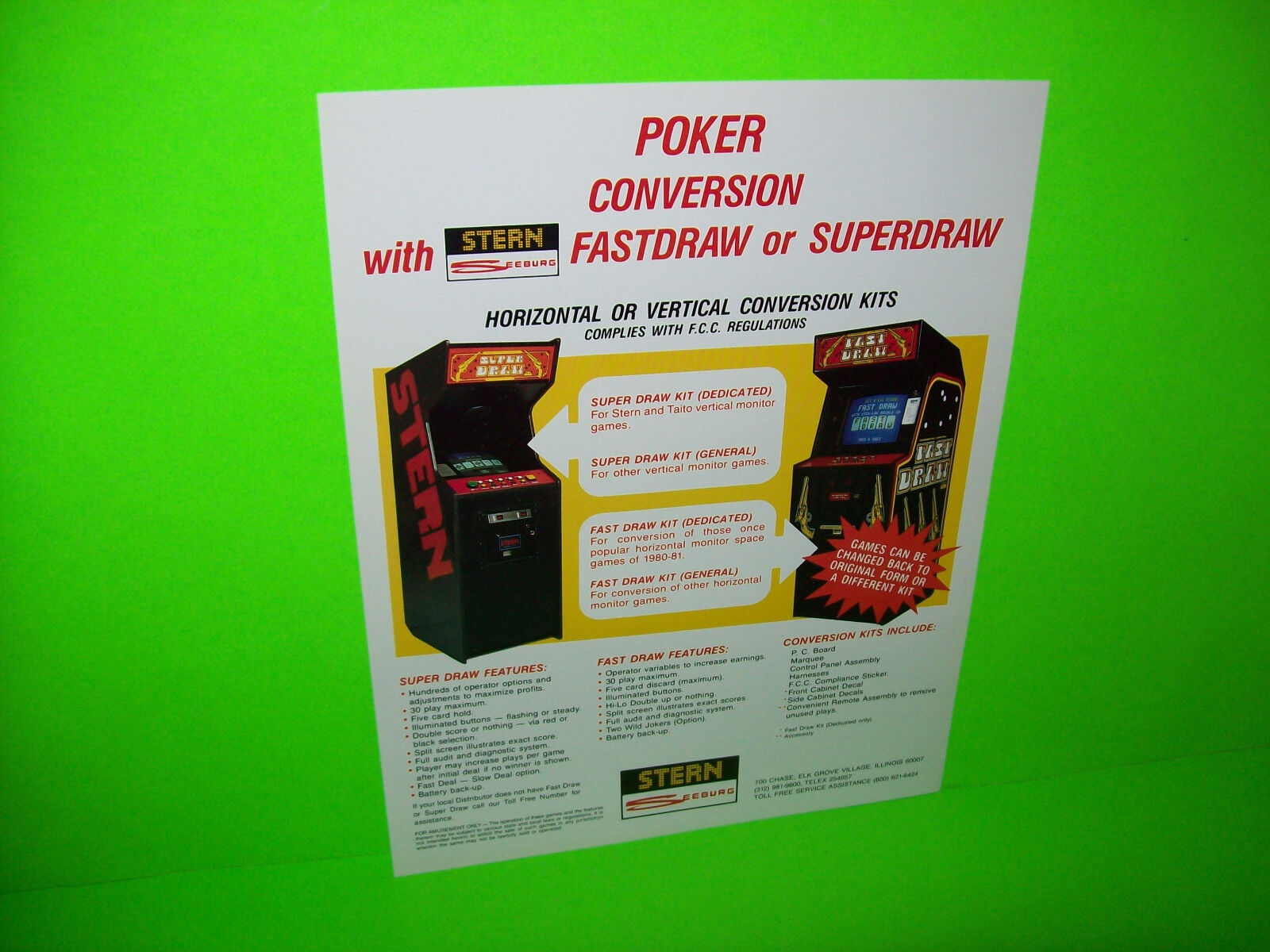 SUPER DRAW FAST DRAW 1983 ORIGINAL VIDEO ARCADE GAME FLYER Vintage ...