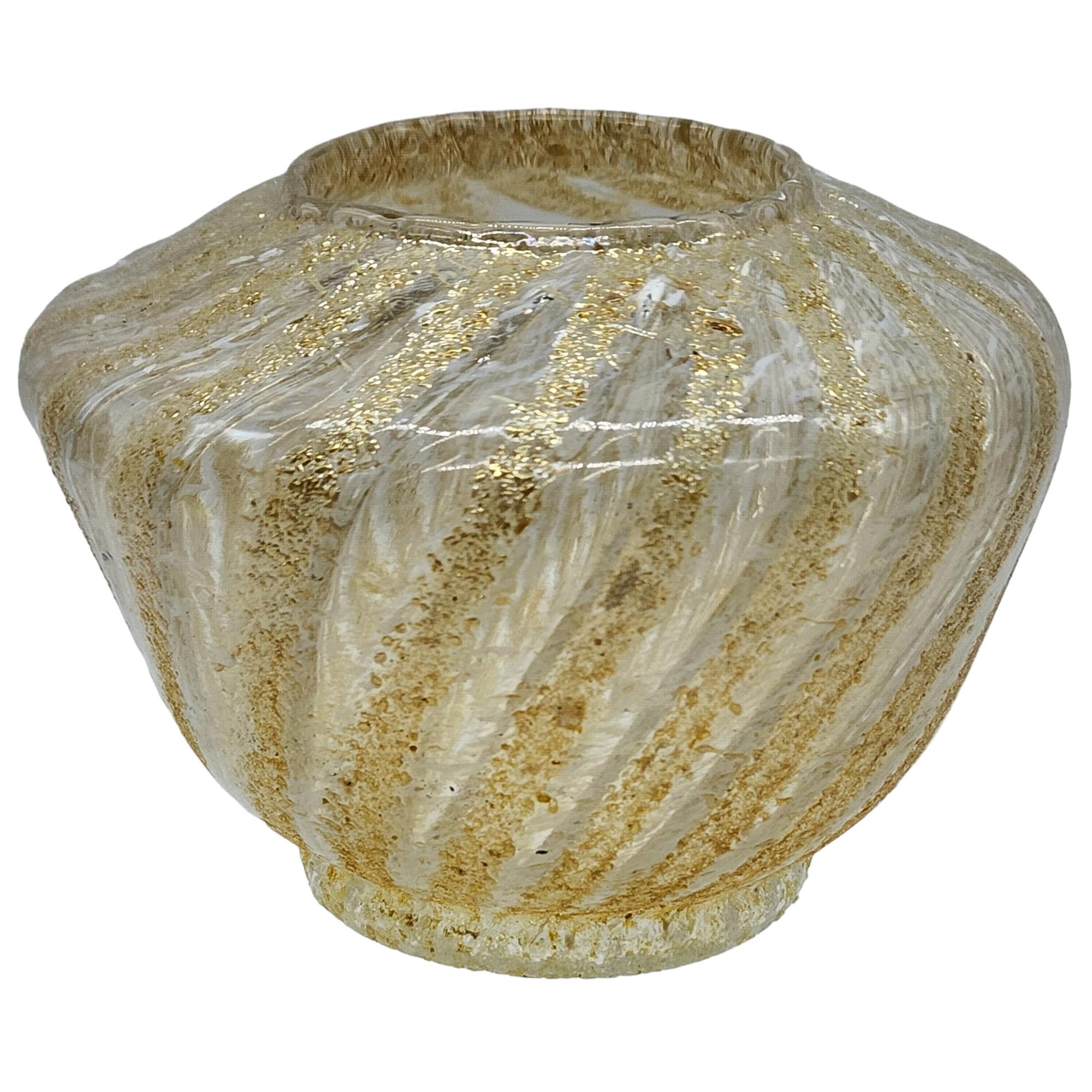 Vintage Dugan Glass Crystal/Clambroth Frit Tapered Rose Bowl 3 3/4" Tall