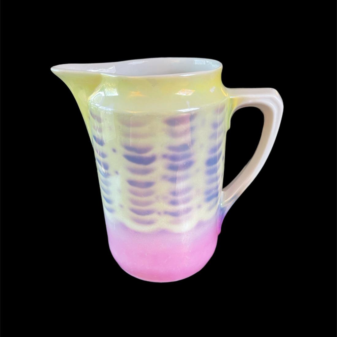 Vintage German Lusterware Porcelain Pitcher or Large Creamer - Pink ...