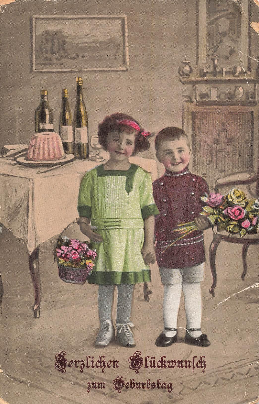 Herzlichen Glückwunsch zum Geburkskag~1917 GERMAN HAPPY BIRTHDAY POSTCARD