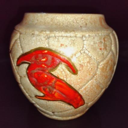 Ditmar Urbach Czech “Alienware” Pottery Planter W/Bird Design
