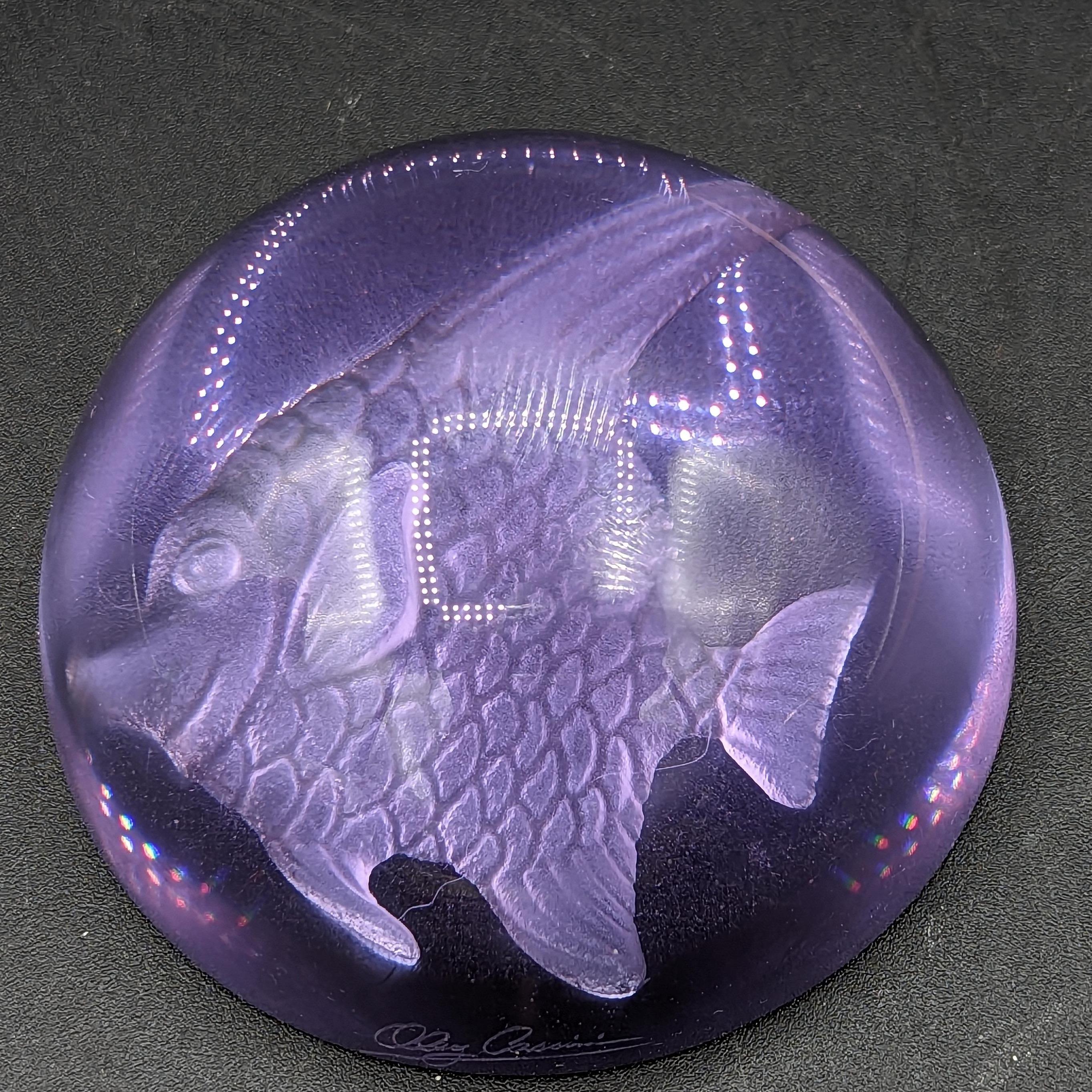 Neodymium Alexandrite Glass Paperweight Signed Oleg Cassini Lavender ...