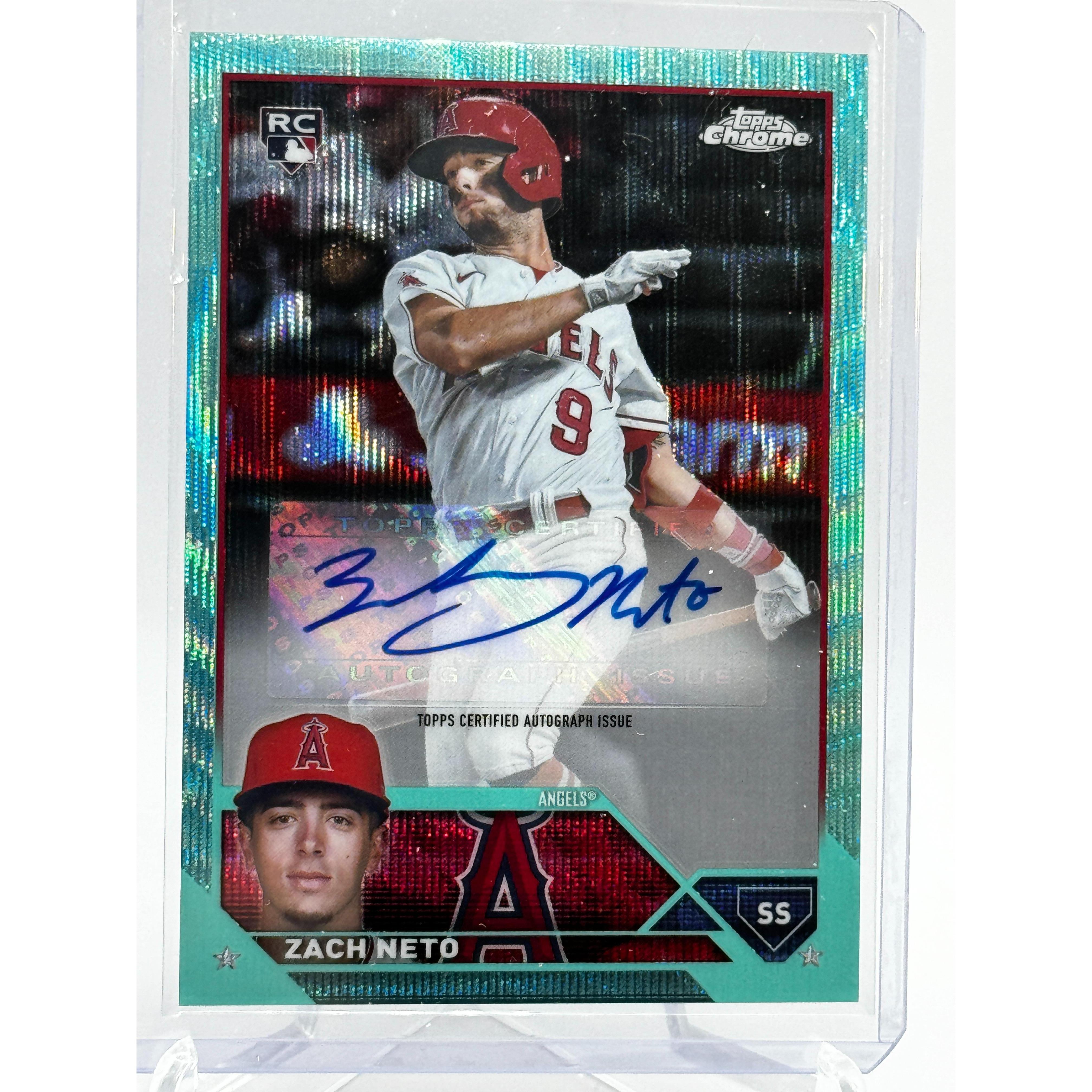 Zach Neto 2023 Topps Chrome Update Rookie Aqua Wave AUTO 180/199 Angels ...